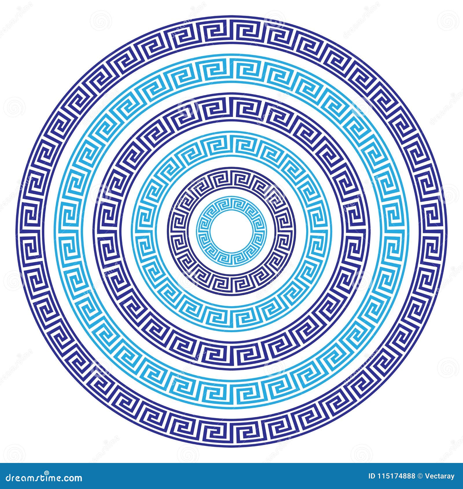Vector Set of Six Round Greek Key Borders of Various Sizes Stock ...