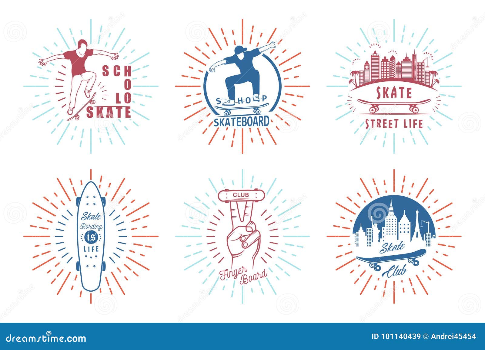 Vector Retro Emblems of Skateboarding Stock Illustration - Illustration ...