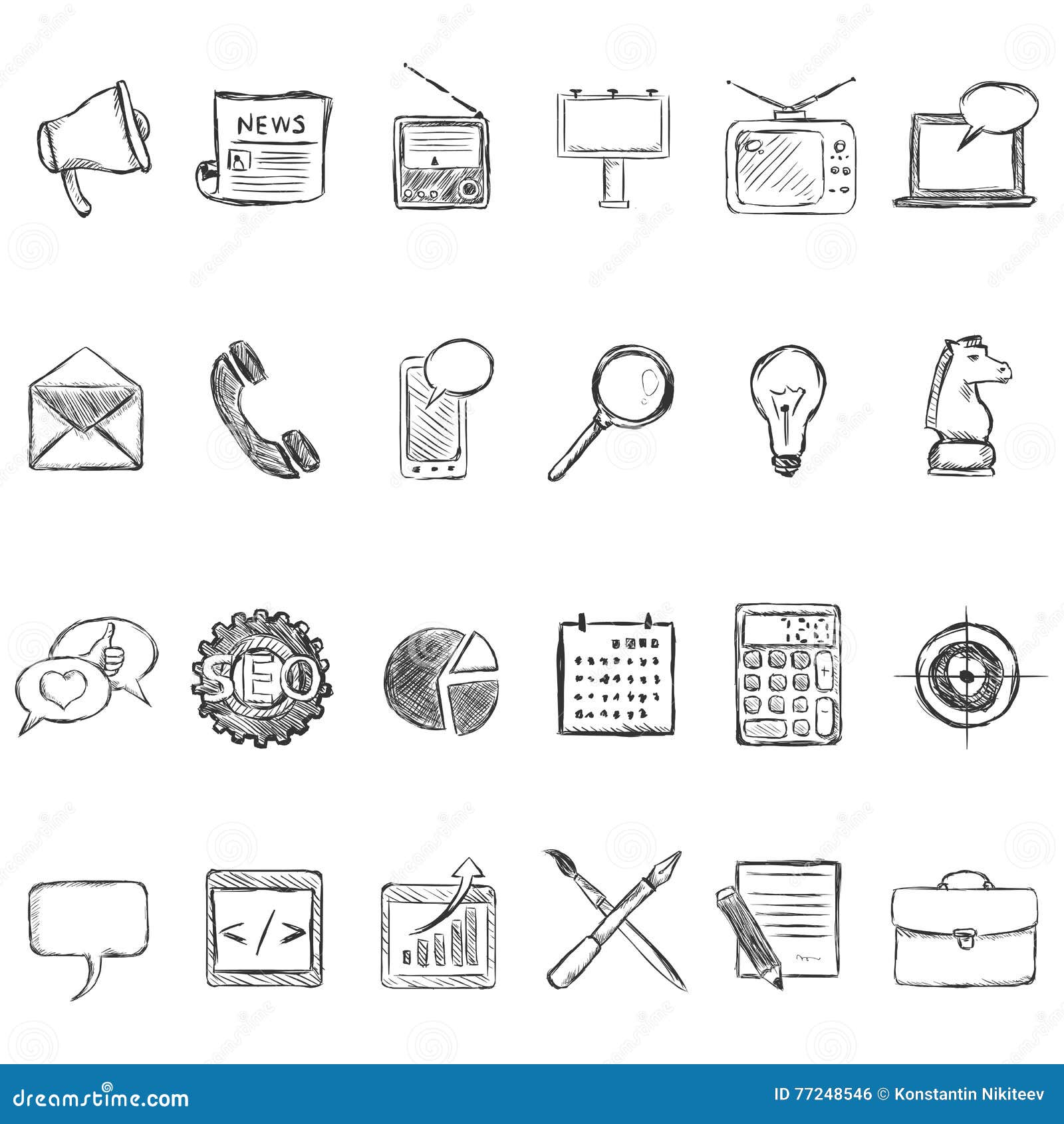 Vector Set of Sketch Advertising Icons Stock Vector - Illustration of ...