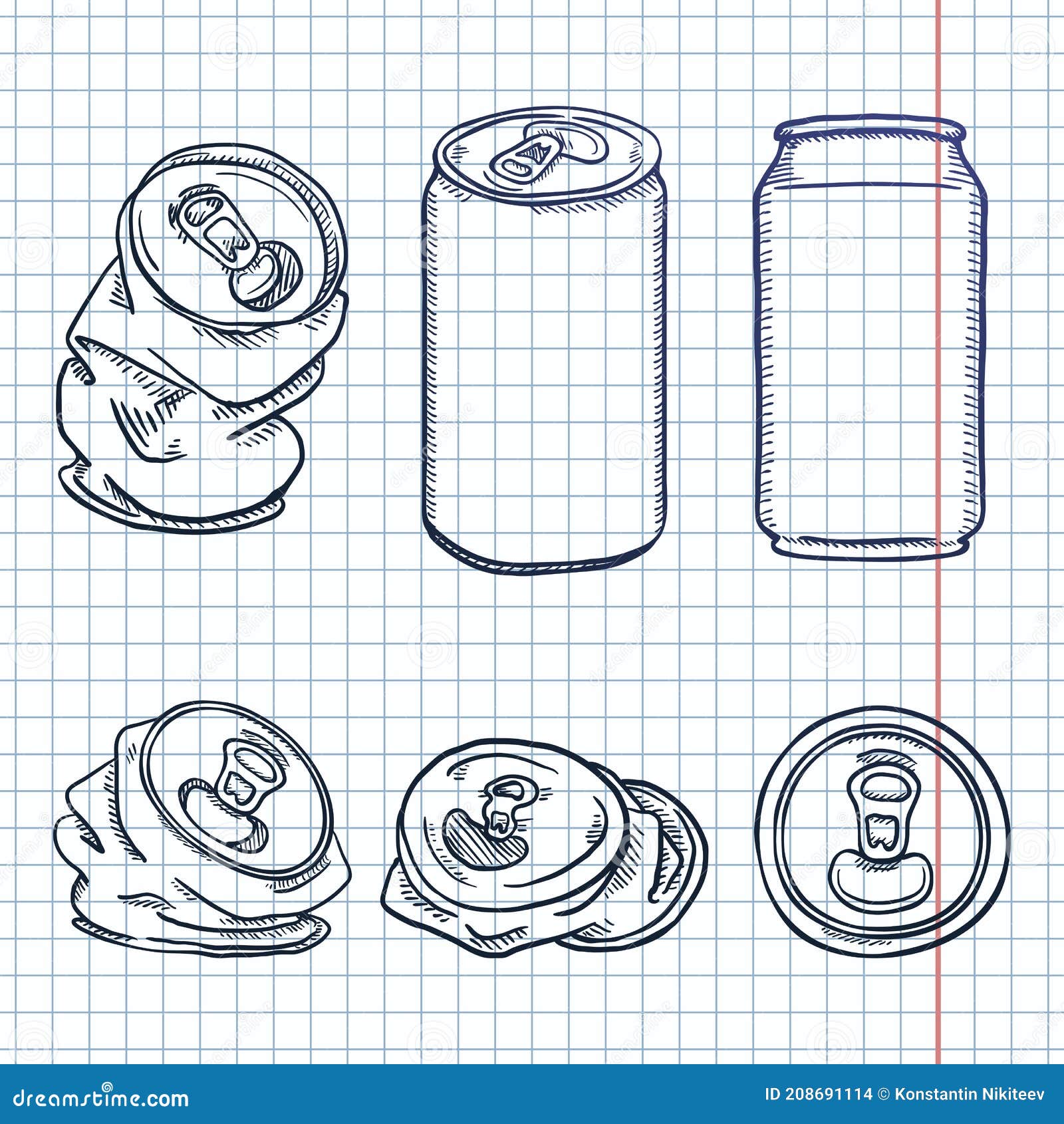 Vector Set of Sketch Aluminium Cans Stock Vector - Illustration of ...