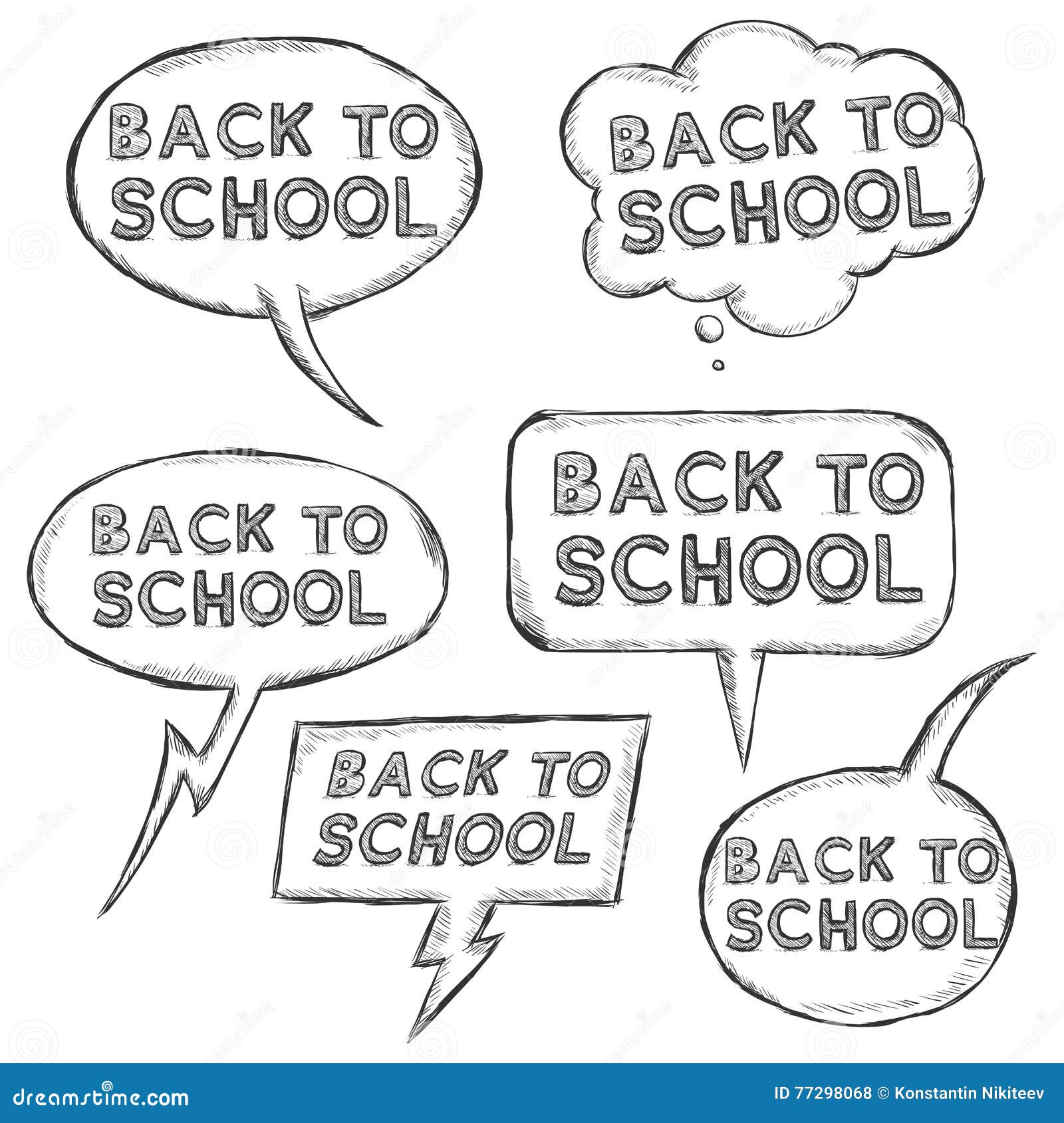 Vector Set of Sketch Bubbles - Back To School. Stock Vector ...