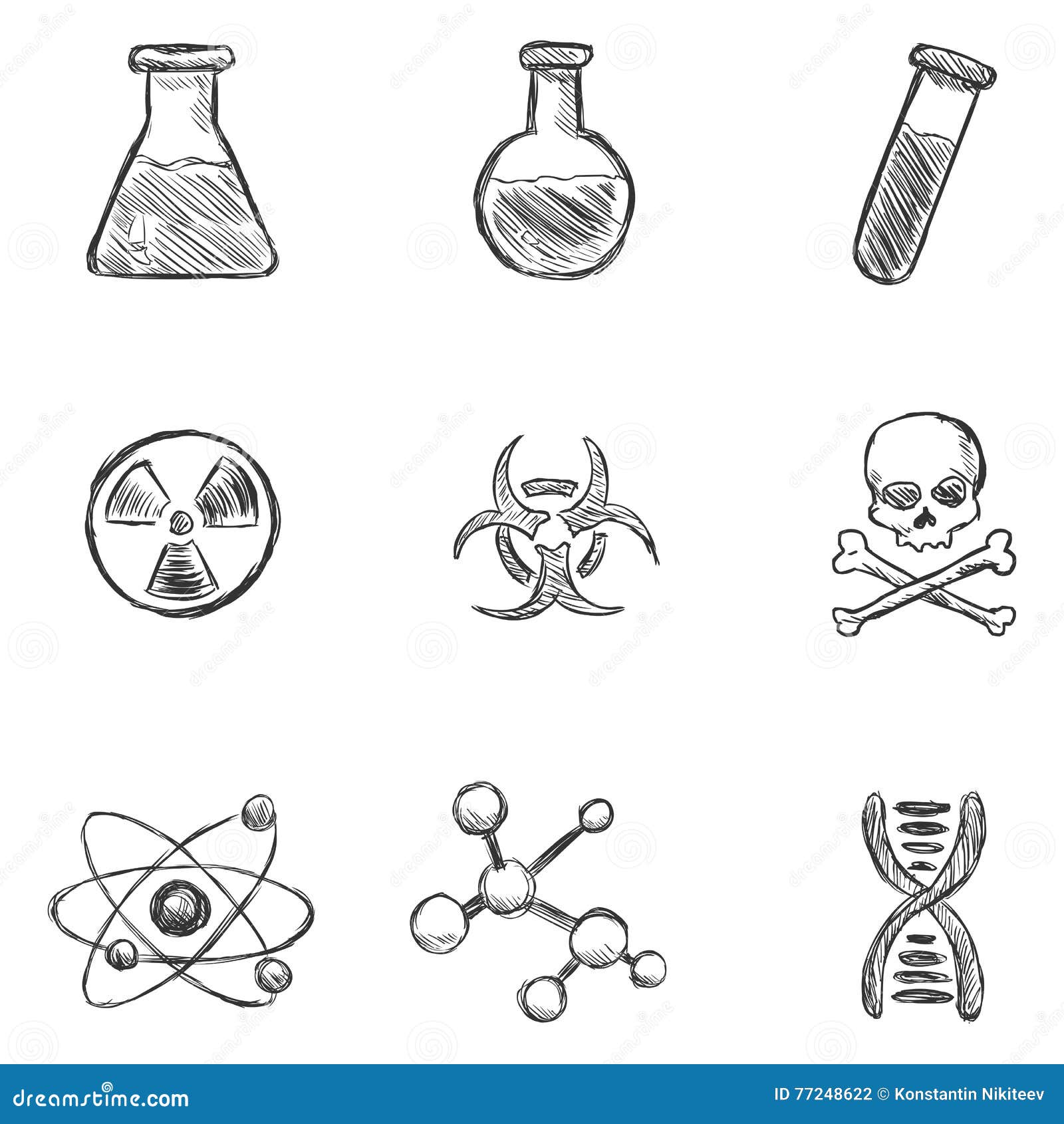 Vector Set of Sketch Chemistry Icons Stock Vector - Illustration of ...