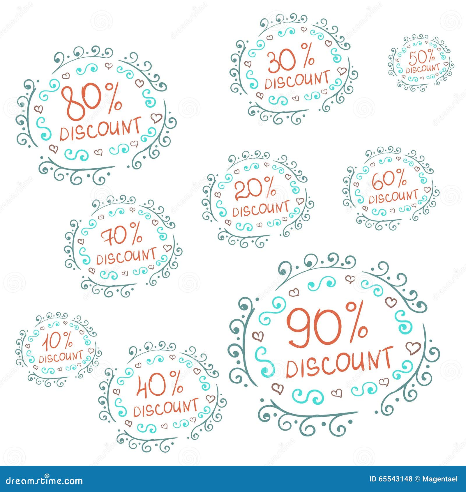 Vector Set of Sketch Discount Tags Stock Vector - Illustration of ...