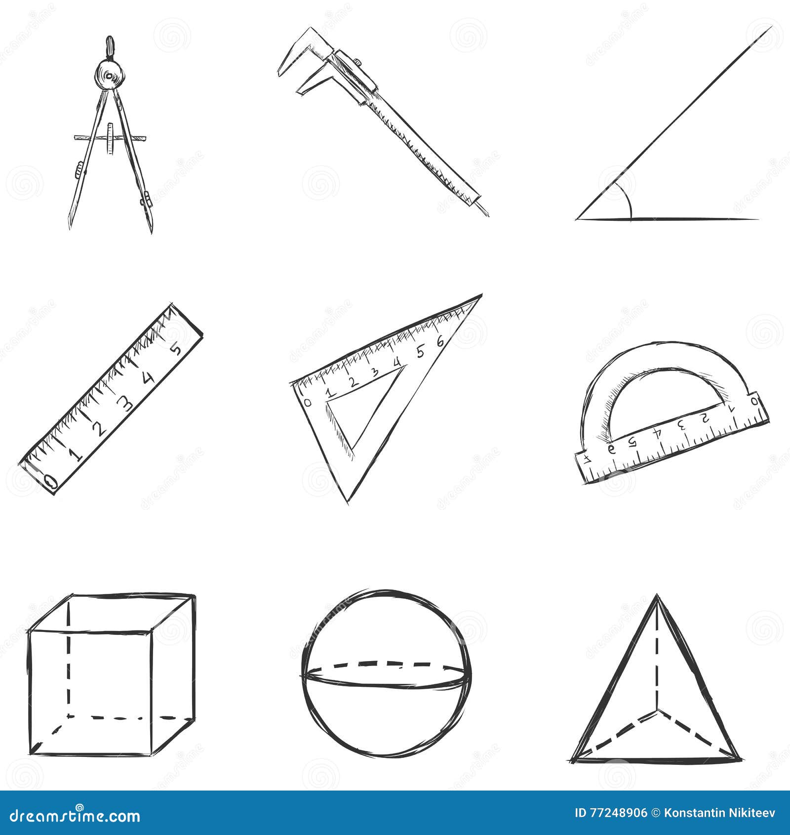 Vector Set of Sketch Geometry Icons Stock Vector - Illustration of ...