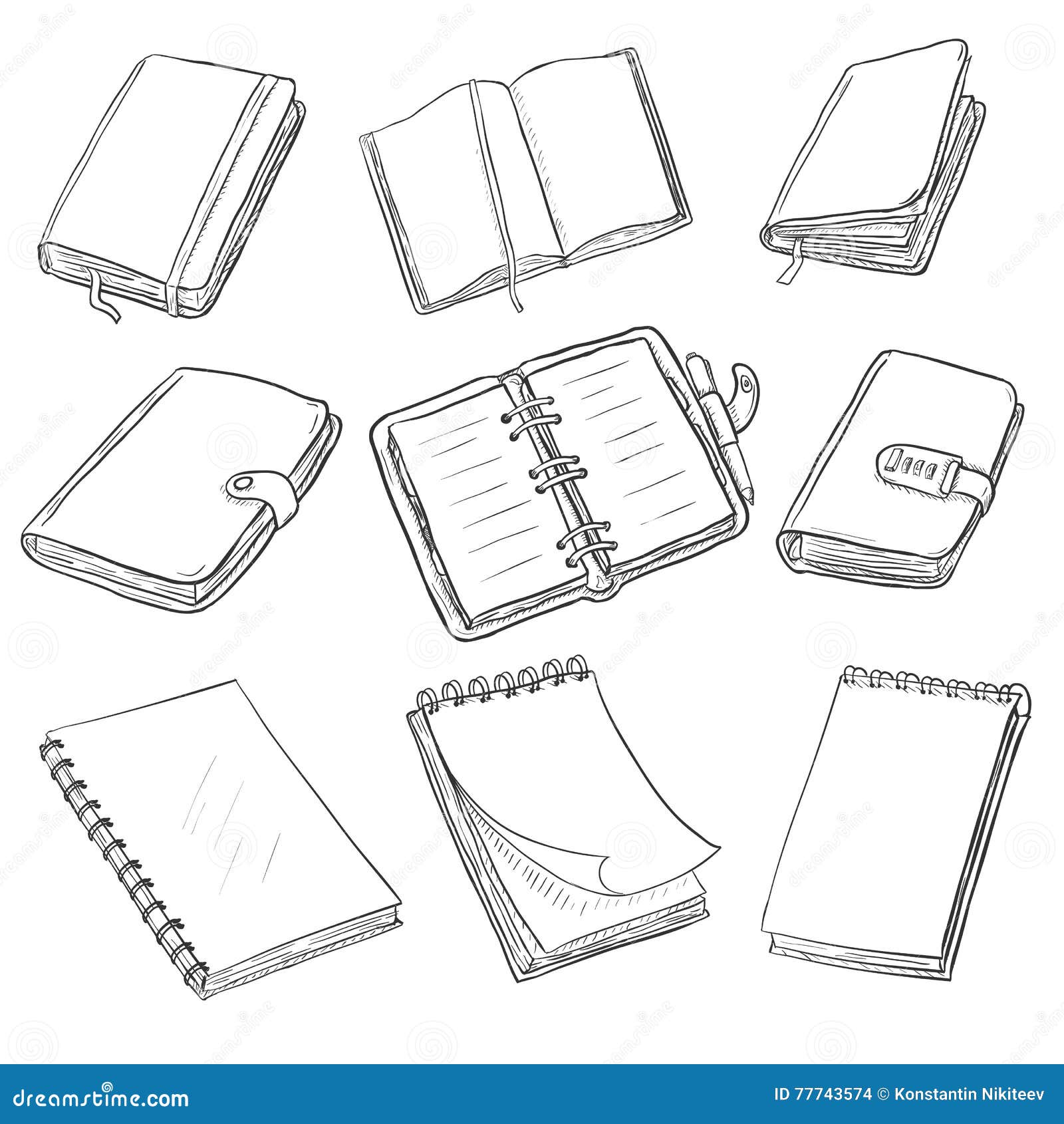 Vector Set of Sketch Notebooks Stock Vector - Illustration of jotter ...