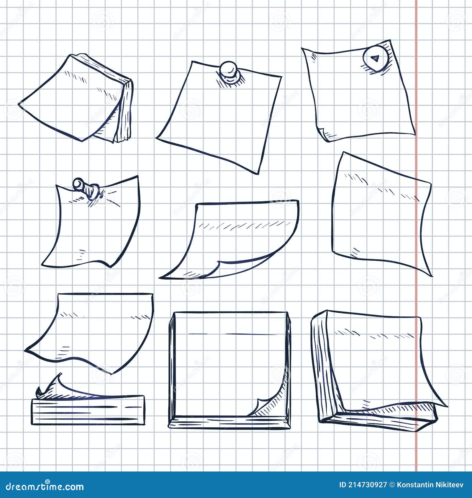 Vector Set of Sketch Office Stickers Stock Vector - Illustration of ...