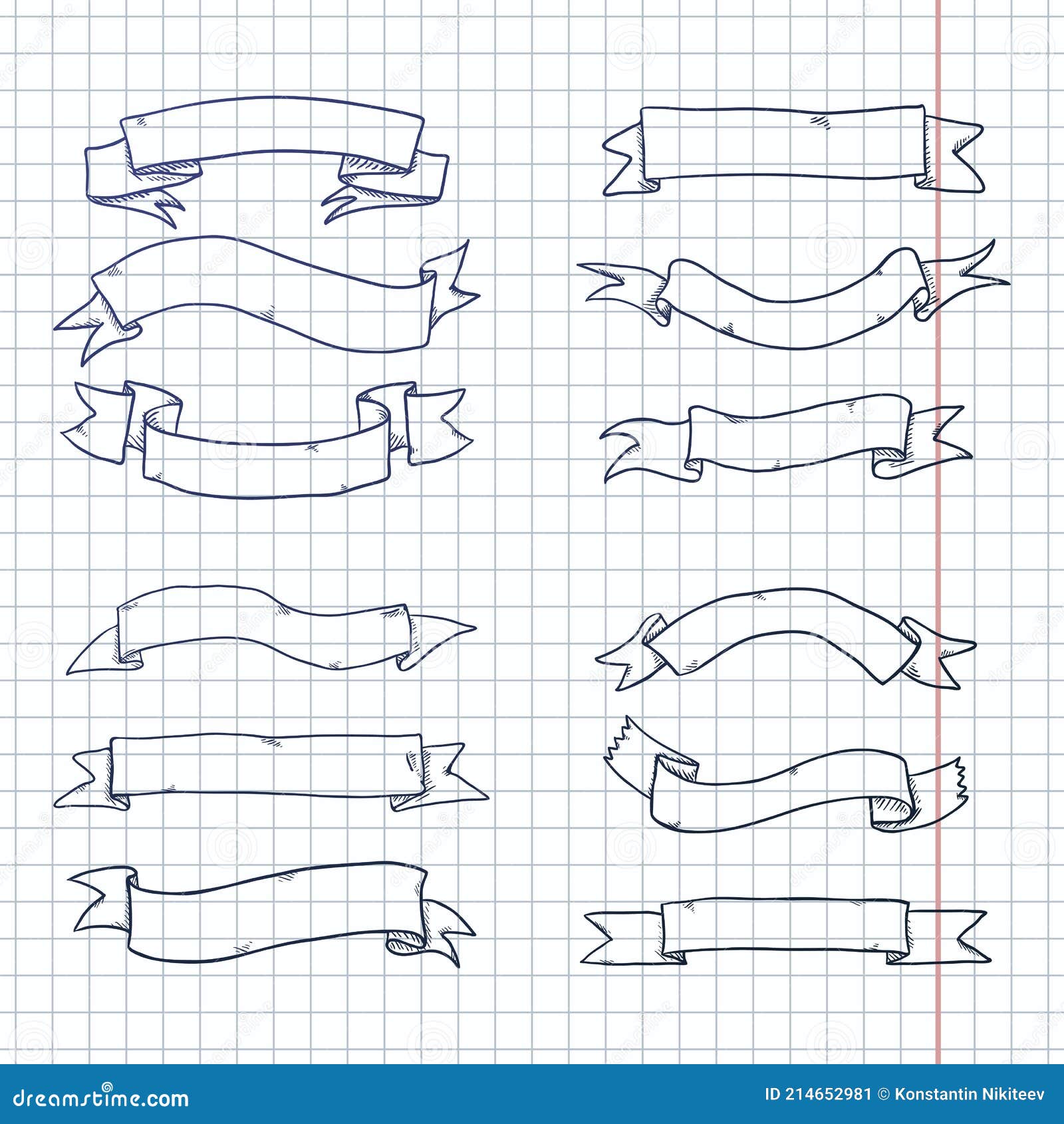 Vector Set of Sketch Ribbons Stock Vector - Illustration of paper ...