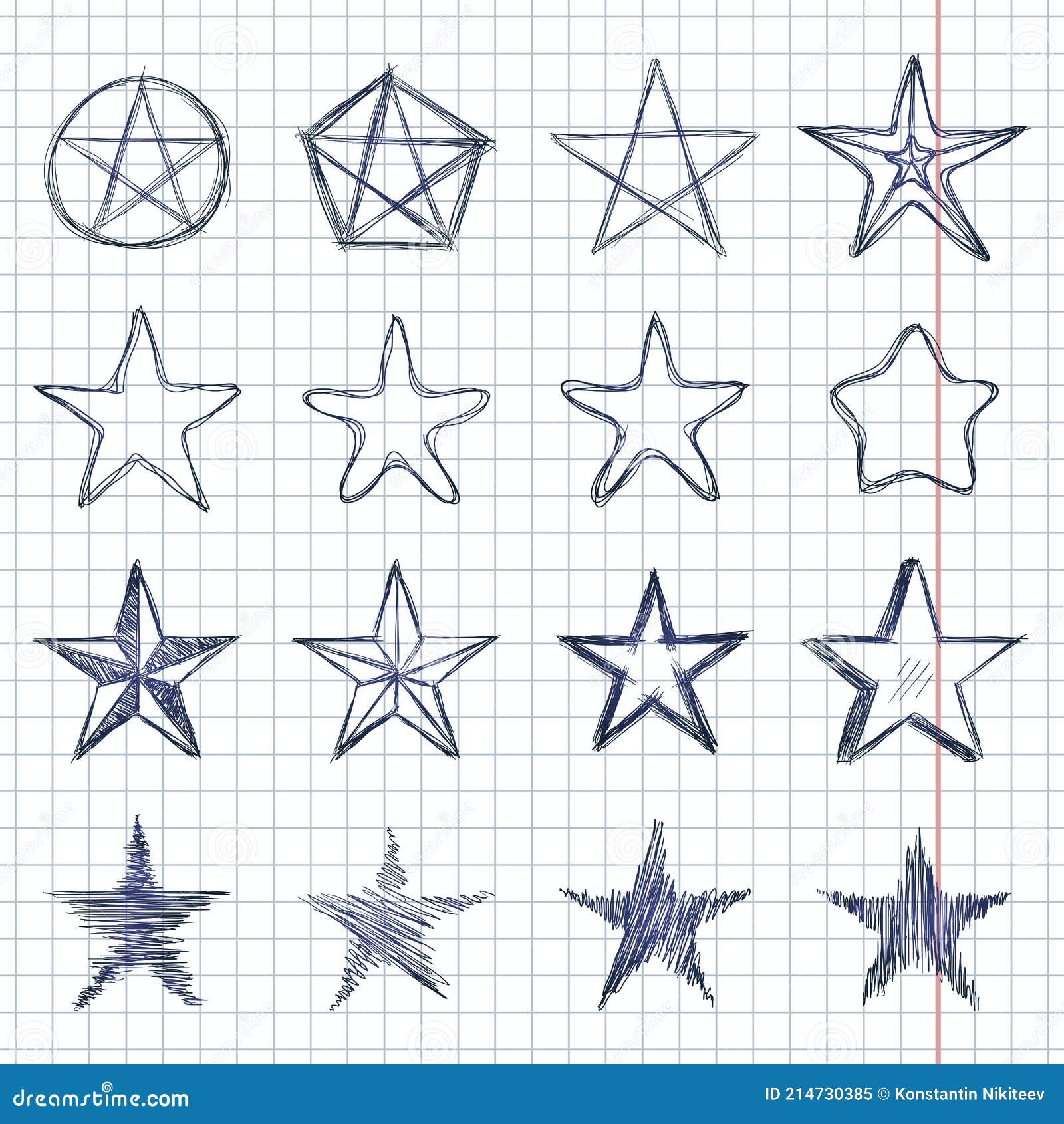 Vector Set of Sketch Stars stock vector. Illustration of hand - 214730385