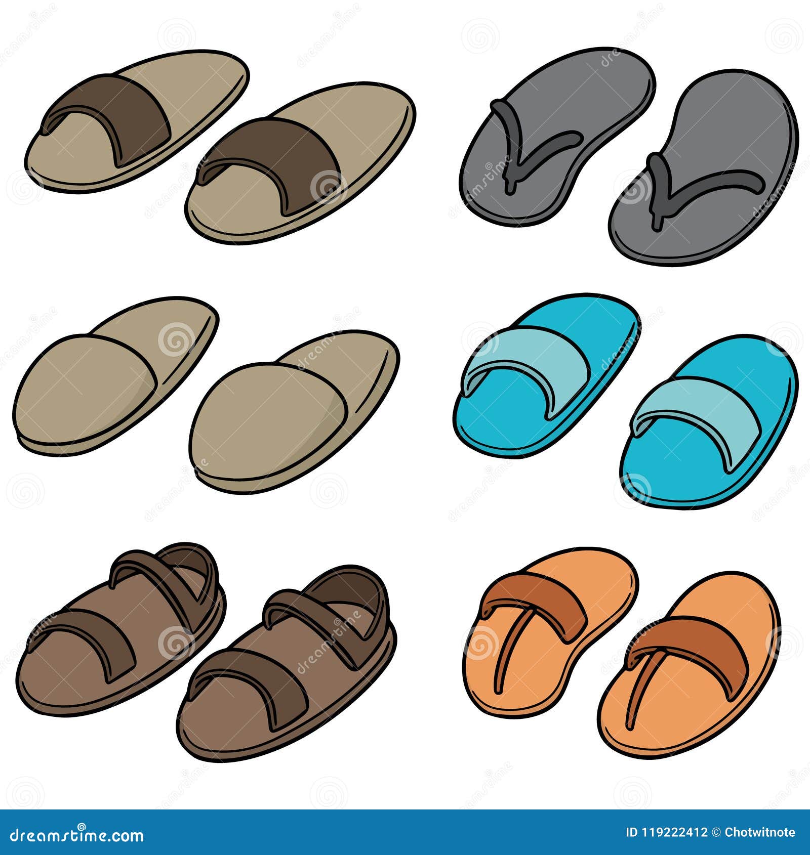 Vector set of slippers stock vector. Illustration of household - 119222412