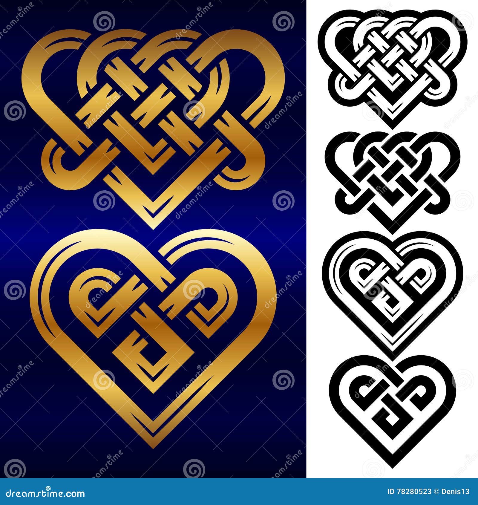 Vector Set of Small Celtic Hearts on White Background Stock Vector ...