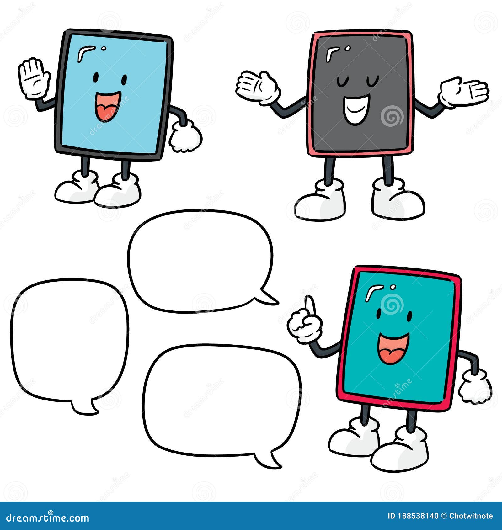 Vector Set of Smartphone Cartoon Stock Vector - Illustration of modern ...