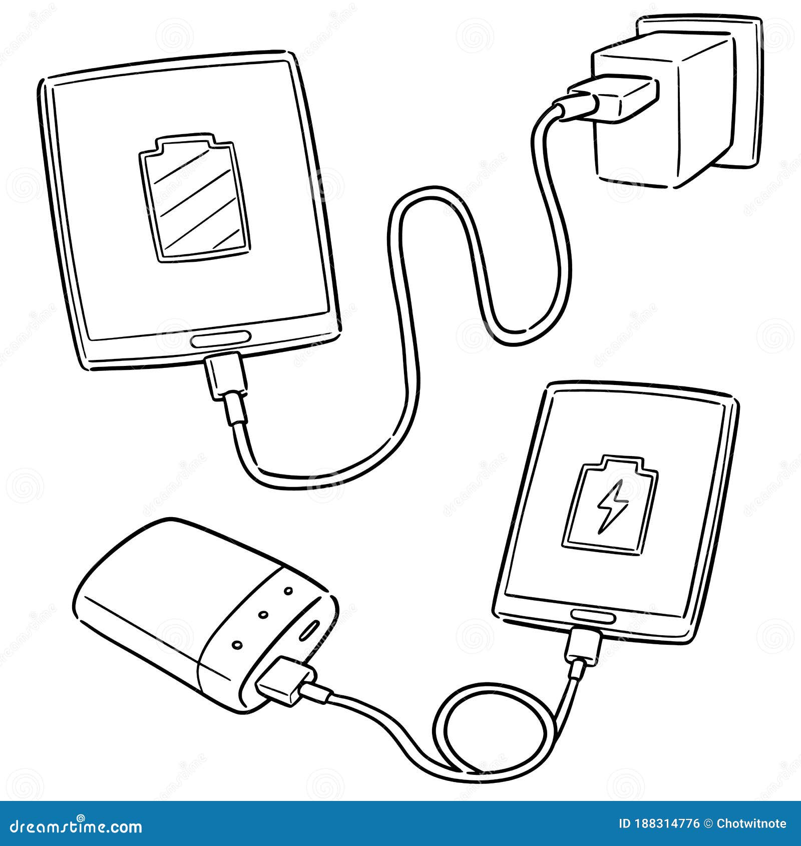 Vector Set of Smartphone Charging Stock Vector - Illustration of cable ...