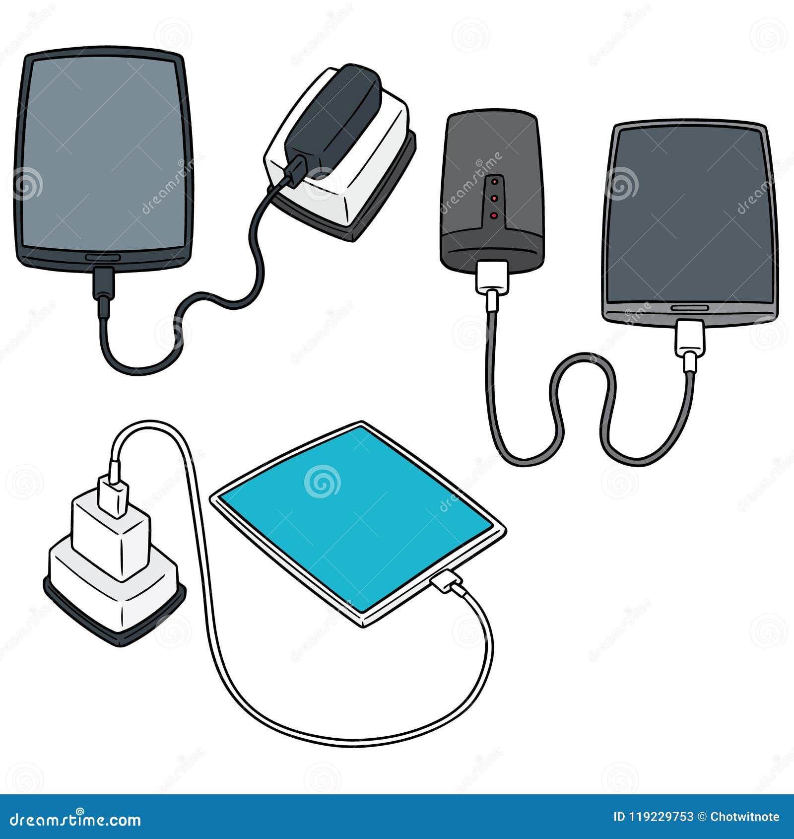 Vector Set of Smartphone Charging Stock Vector - Illustration of ...