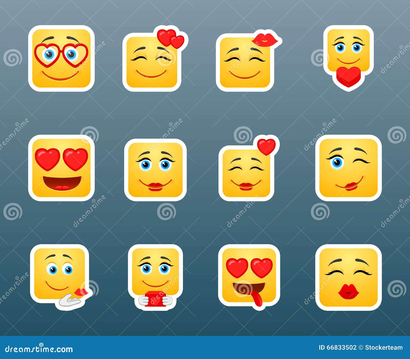 Smile In Love Emoticon Icon, Love Hearts In Eyes. Vector Emoticon Emoji ...