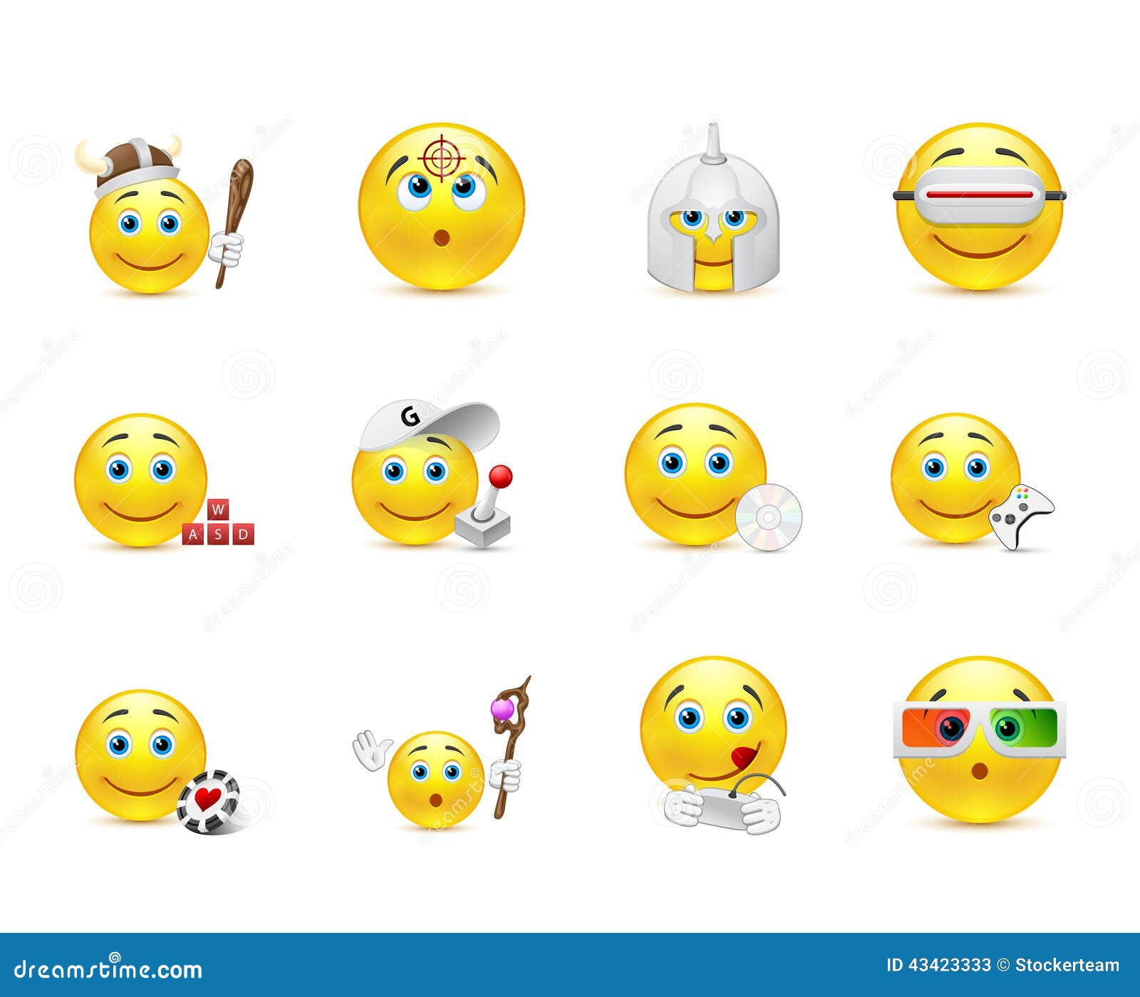 Vector Set of Smiles in the Games Category Stock Illustration ...