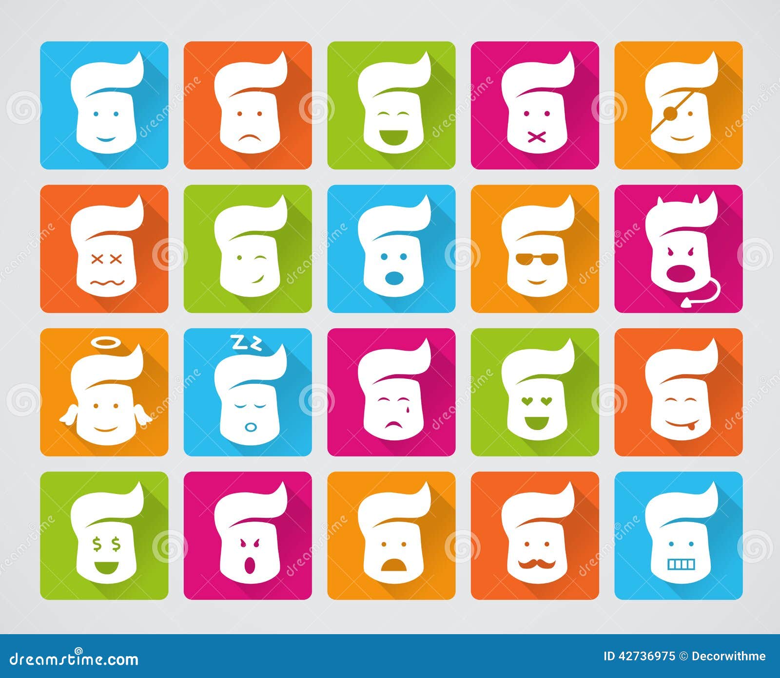 Vector set of smiley icons stock vector. Illustration of head - 42736975