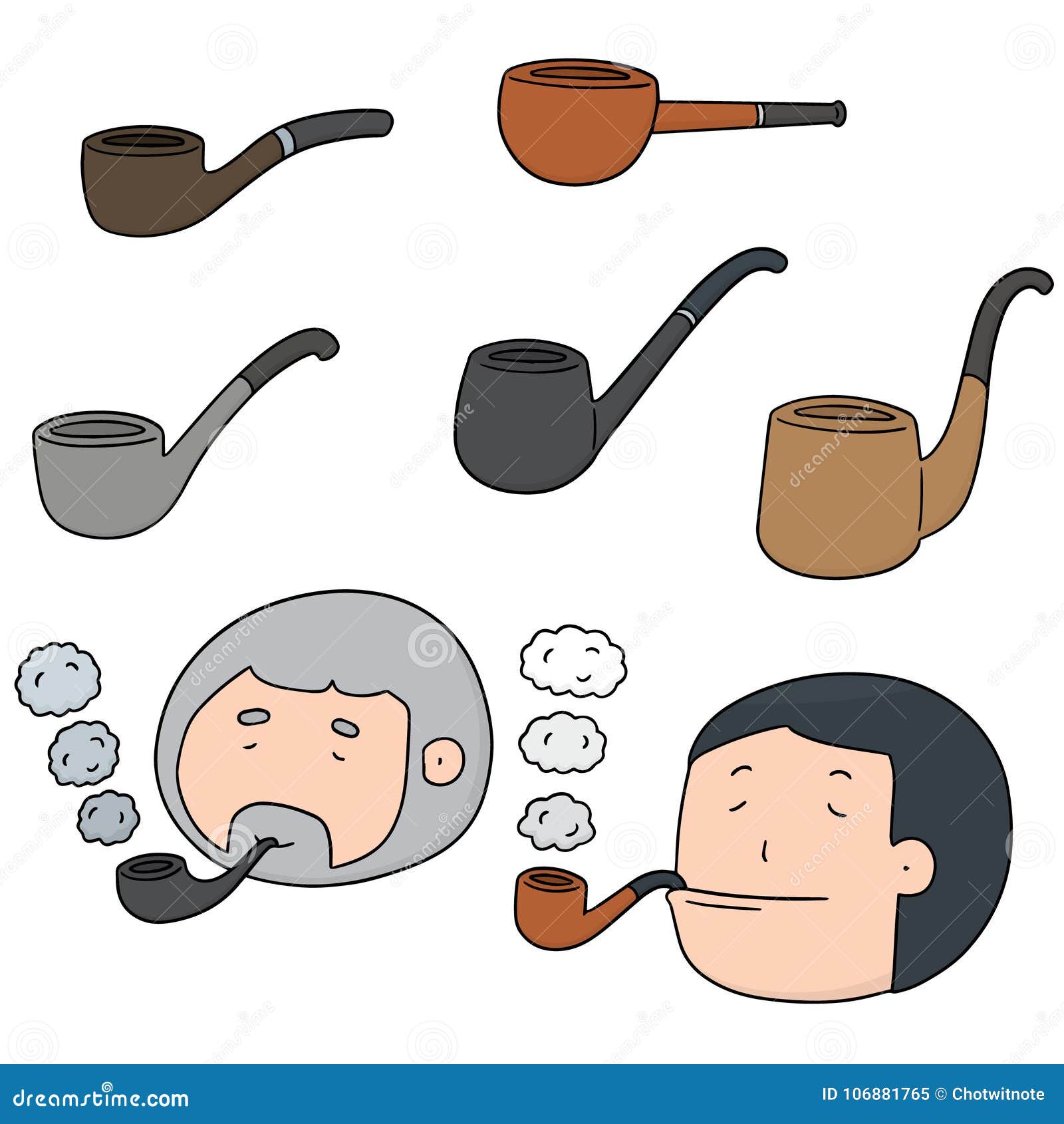 Vector set of smoking pipe stock vector. Illustration of cartoon ...