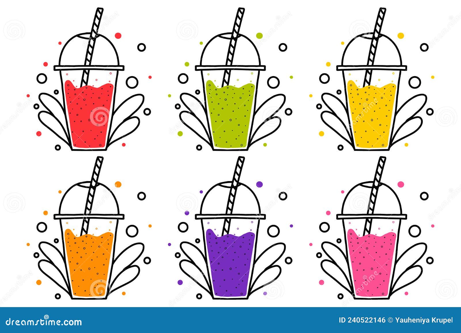 Vector Set of Smoothie Glasses. Stock Vector - Illustration of summer ...