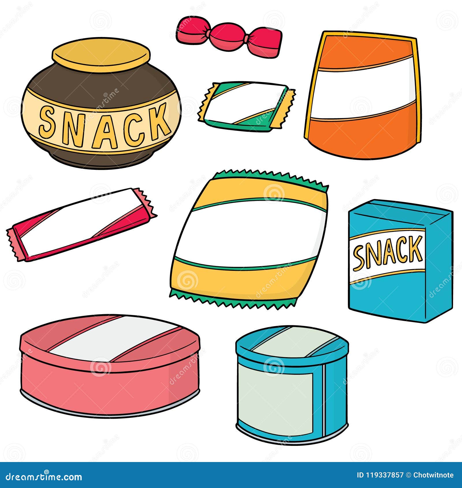 Vector set of snack stock vector. Illustration of sketching - 119337857