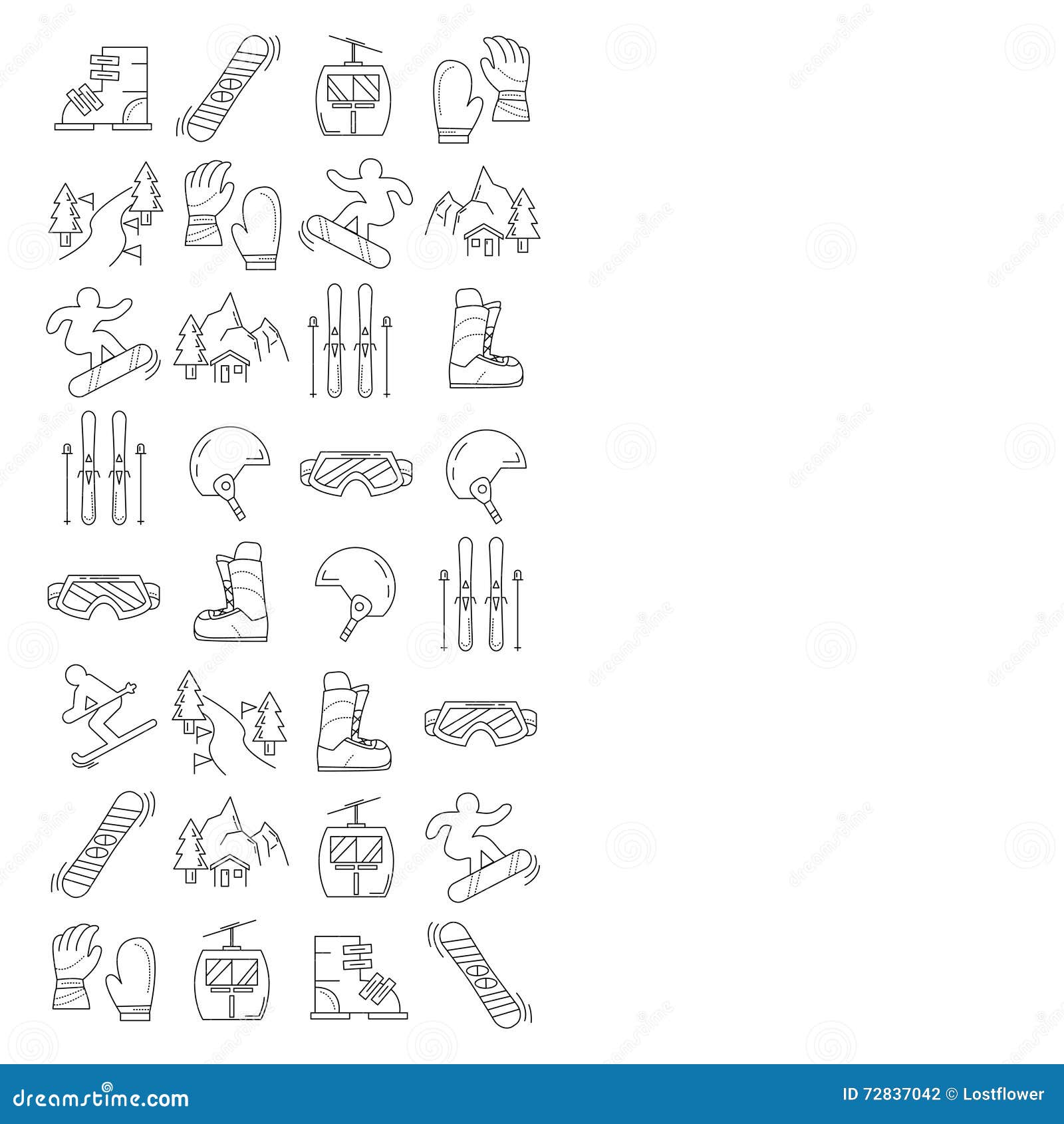 Vector Set of Snowboard and Ski Icons Stock Vector - Illustration of ...