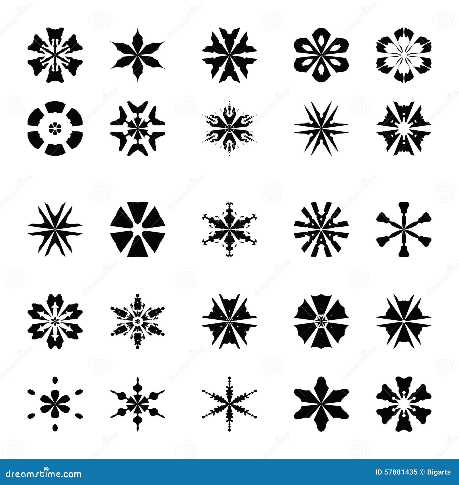 Vector Set Snowflake Elements. Stock Vector - Illustration of drawing ...