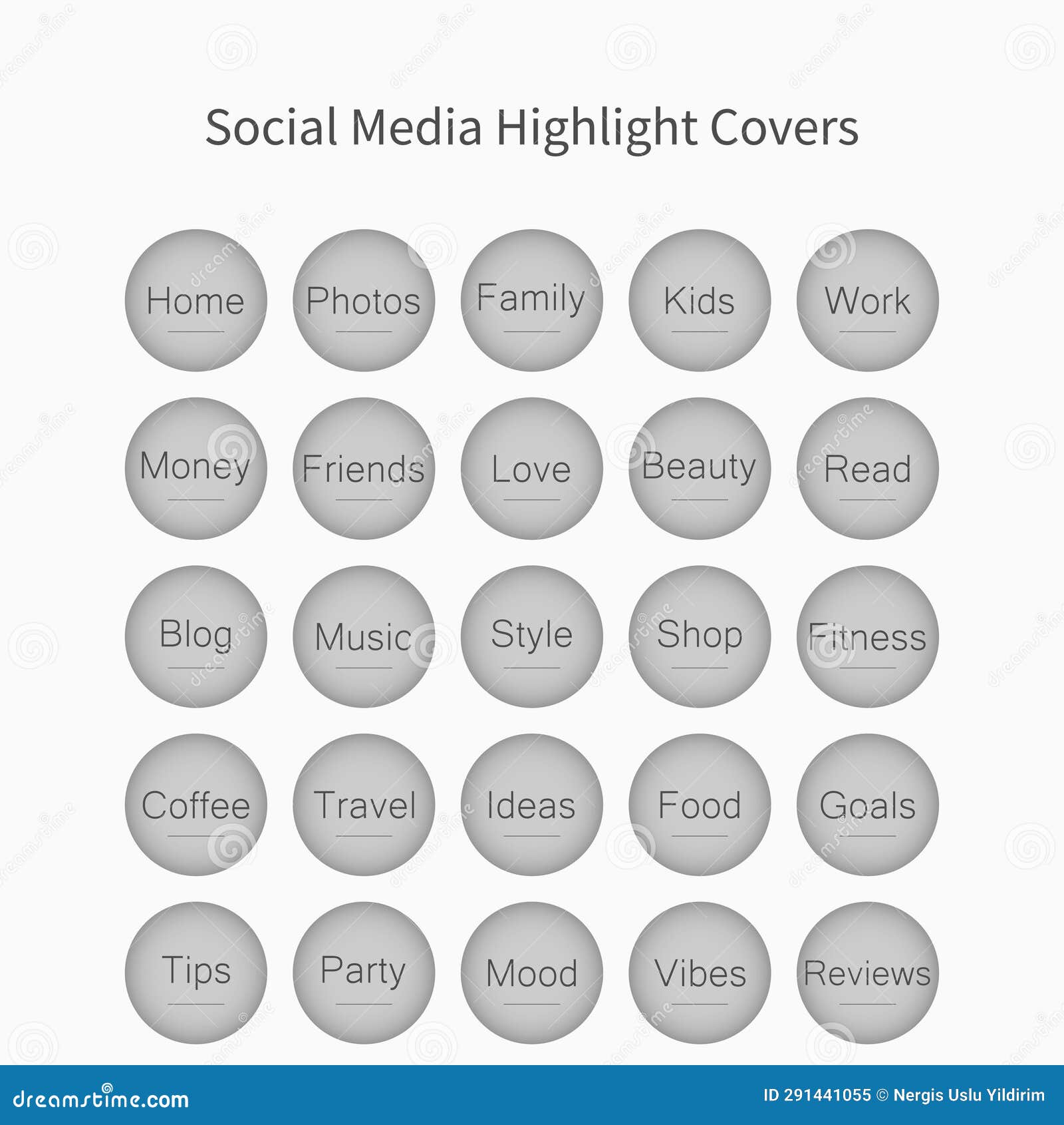 Set of Social Media Highlight Cover Icons Stock Illustration ...