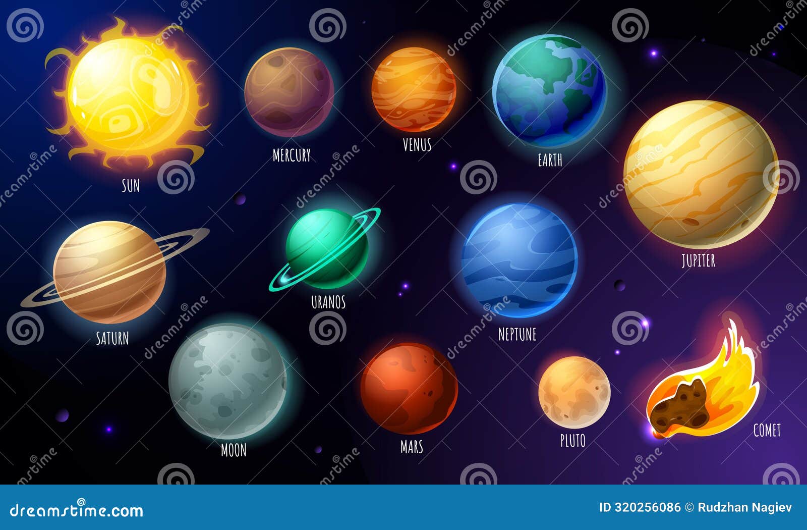 Vector Set of Solar System Planets Stock Vector - Illustration of pluto ...