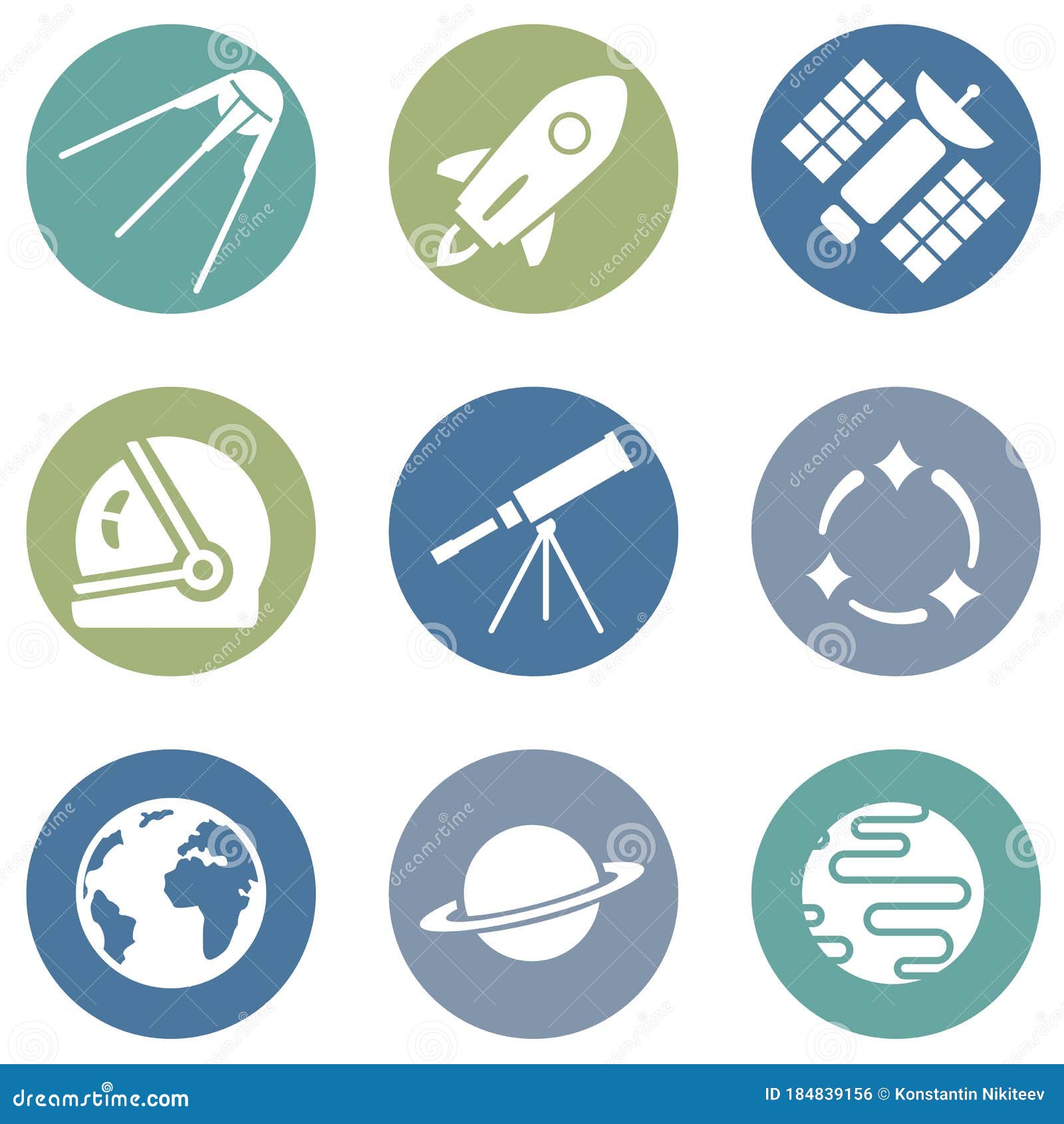 Vector Set of Space Icons stock vector. Illustration of color - 184839156