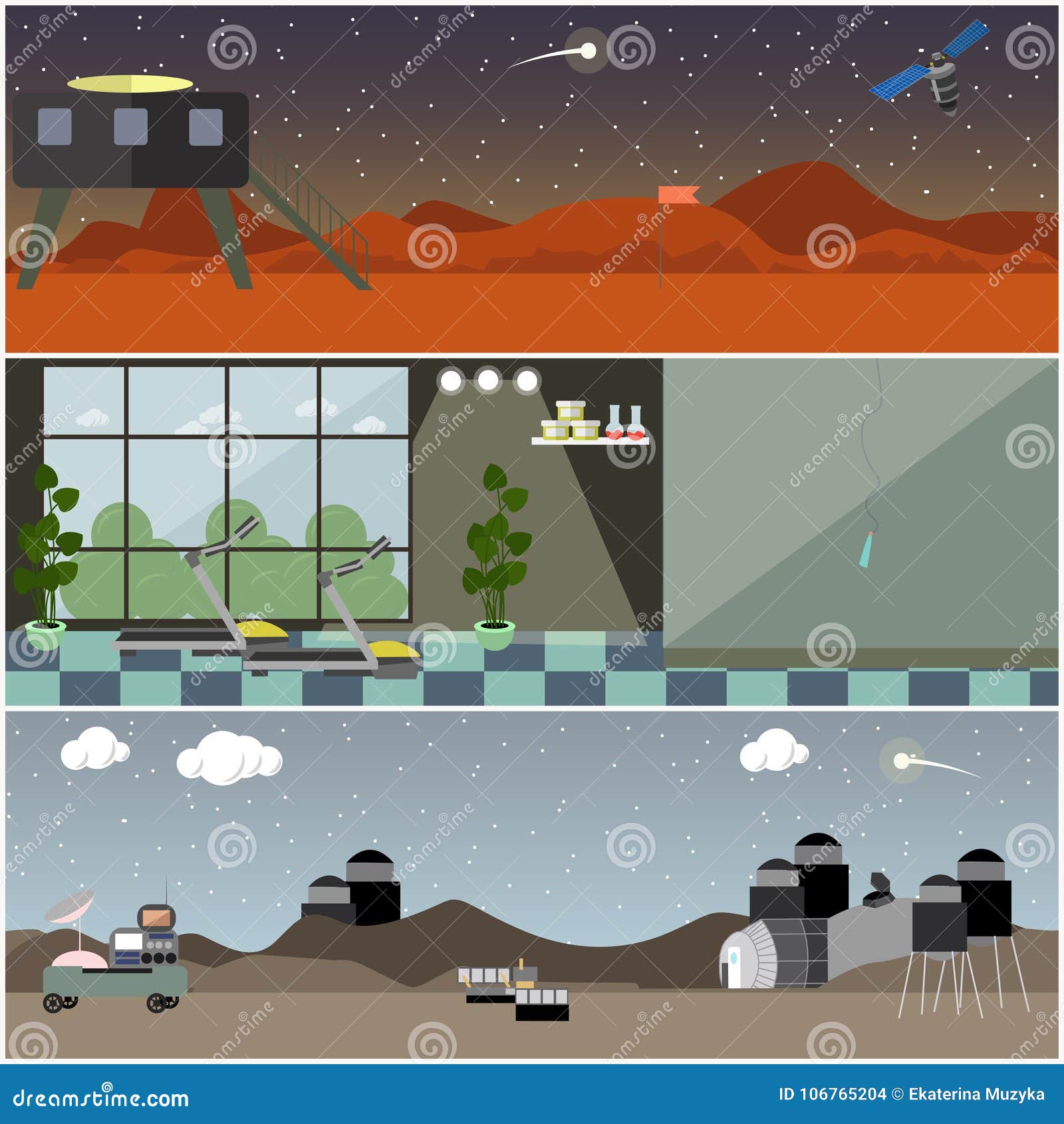 Astronaut Training Cartoon Characters Set Vector Illustration ...