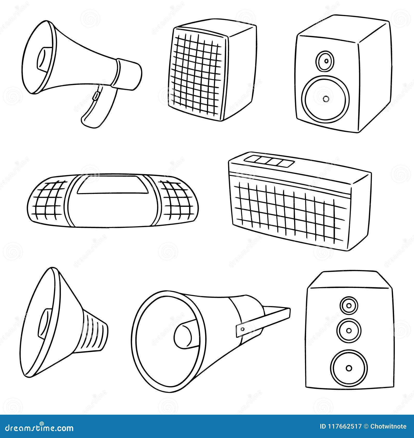 Vector set of speaker stock vector. Illustration of design - 117662517