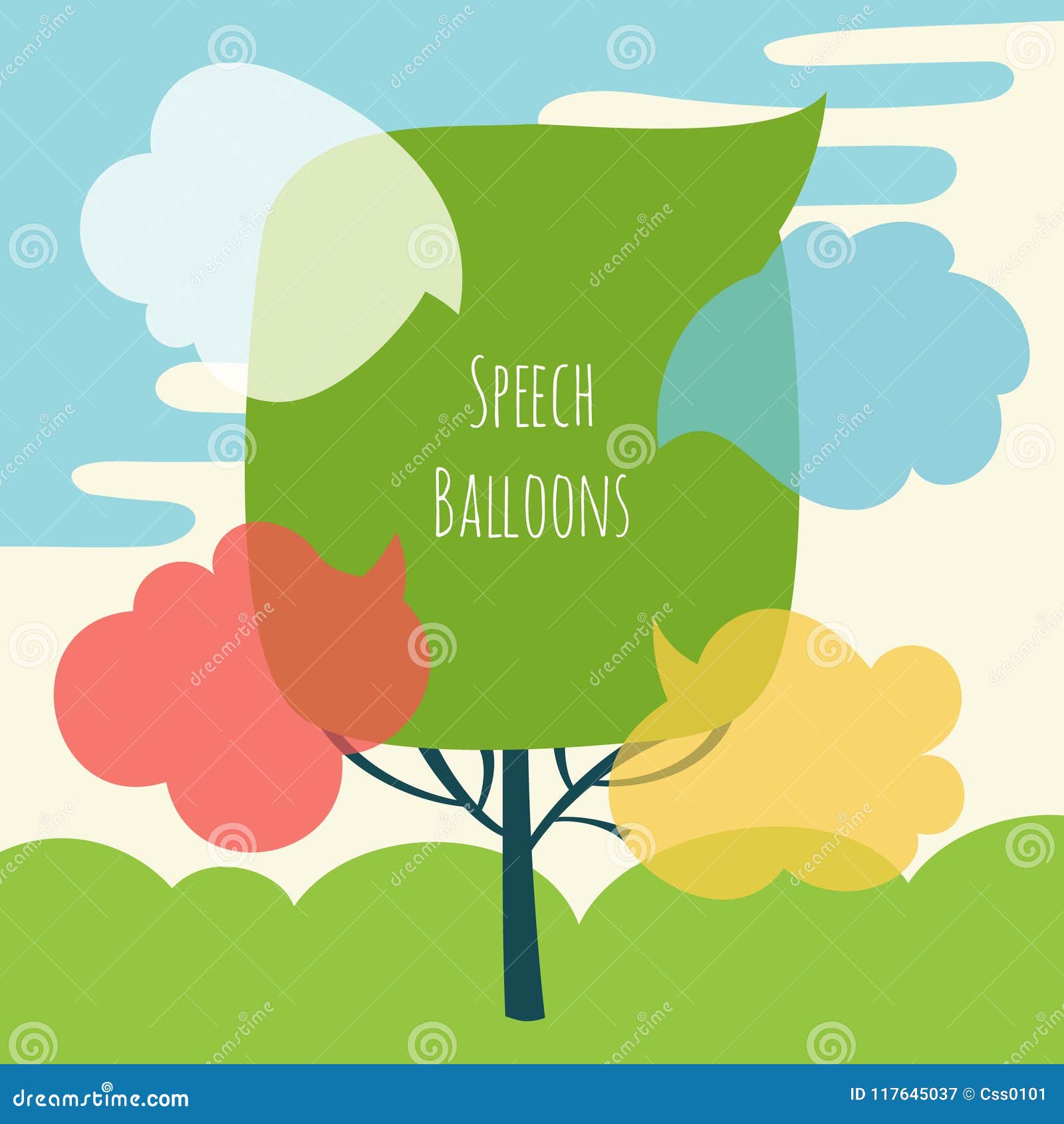 Vector Set of Speech Bubble with Tree Stock Vector - Illustration of ...