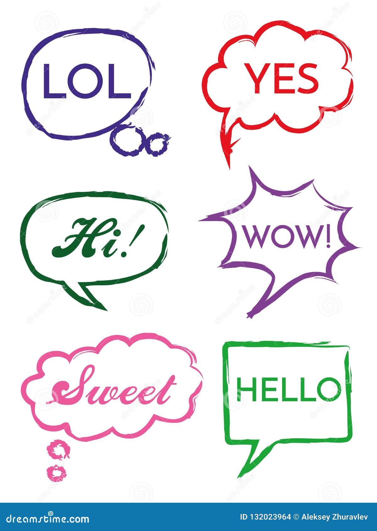 Vector Set of Speech Bubbles in Comic Style. Hand Drawn Set of Dialog ...