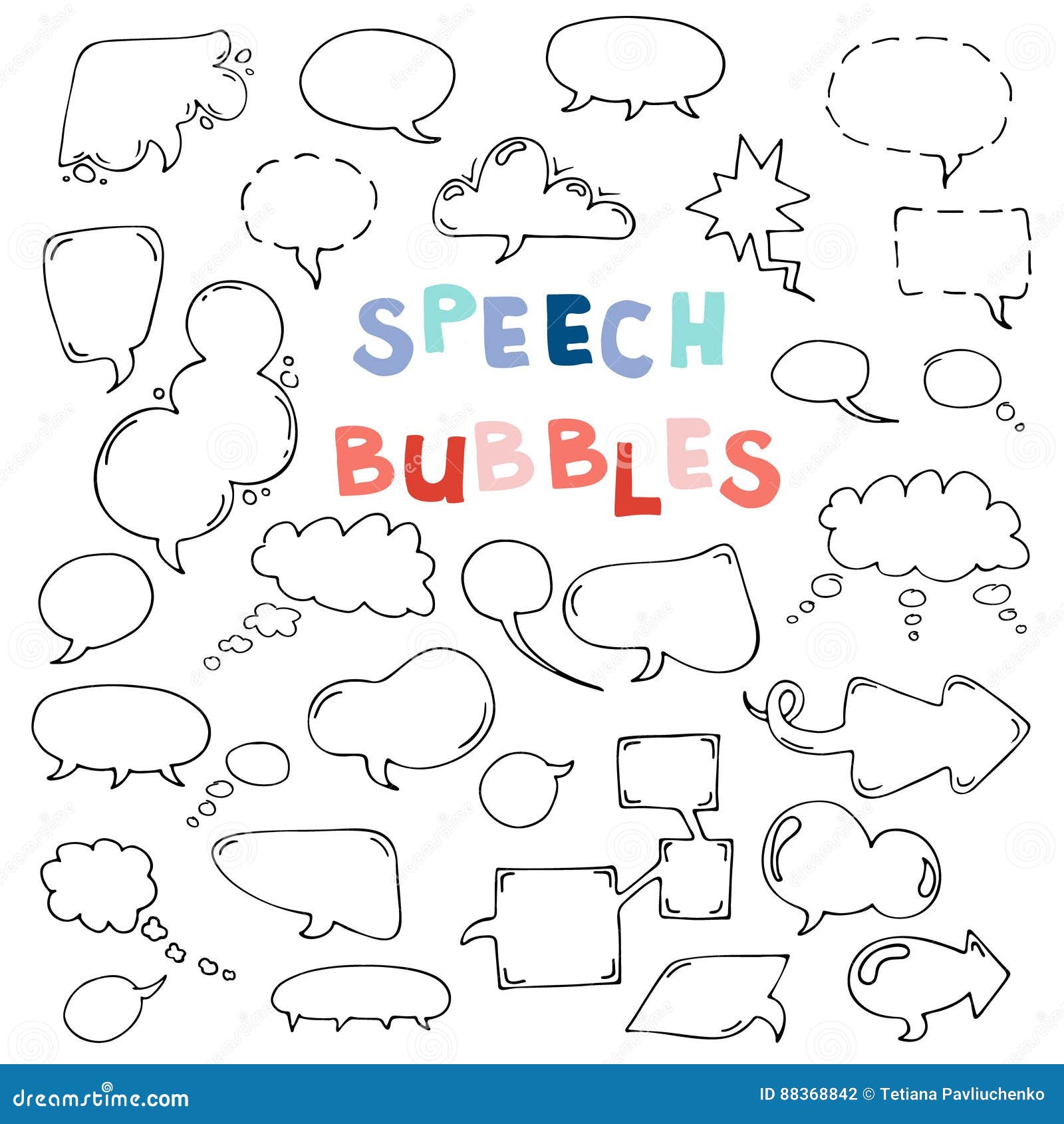 Vector Set of Speech Bubbles. Isolated. Outline. Hand Drawn. Col Stock ... Vector Set of Speech Bubbles. Isolated. Outline. Hand Drawn. Col Stock ...