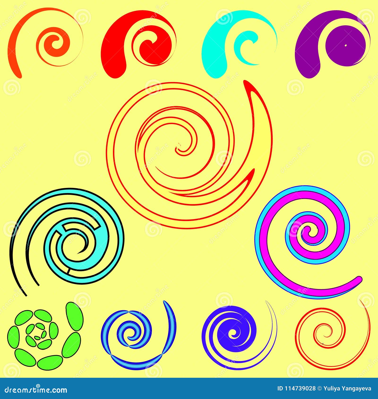 Vector Set of Spirals and Objects from Commas in Different Design ...