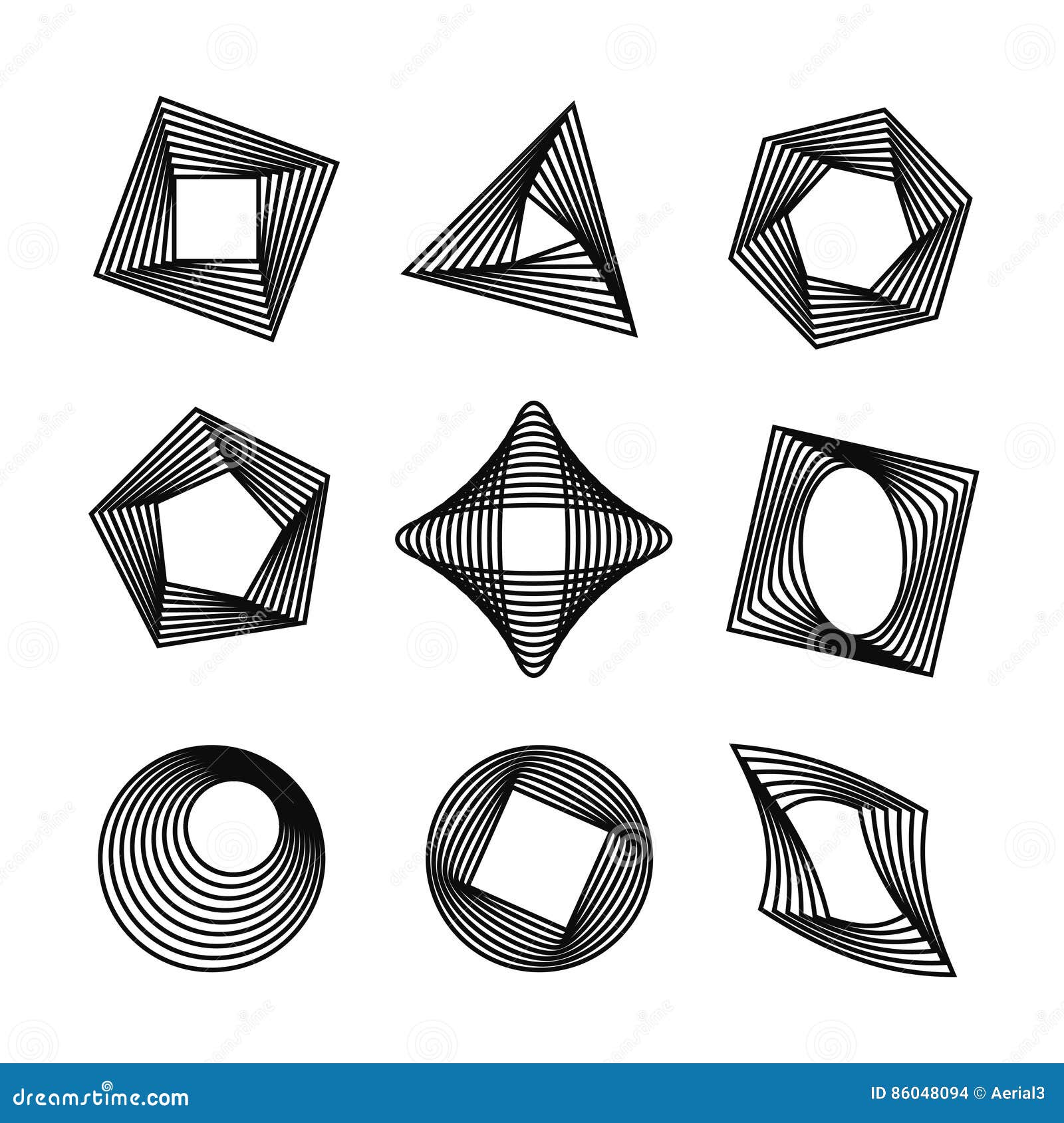 Vector Set of Spirograph Style Geometric Shapes Stock Vector ...