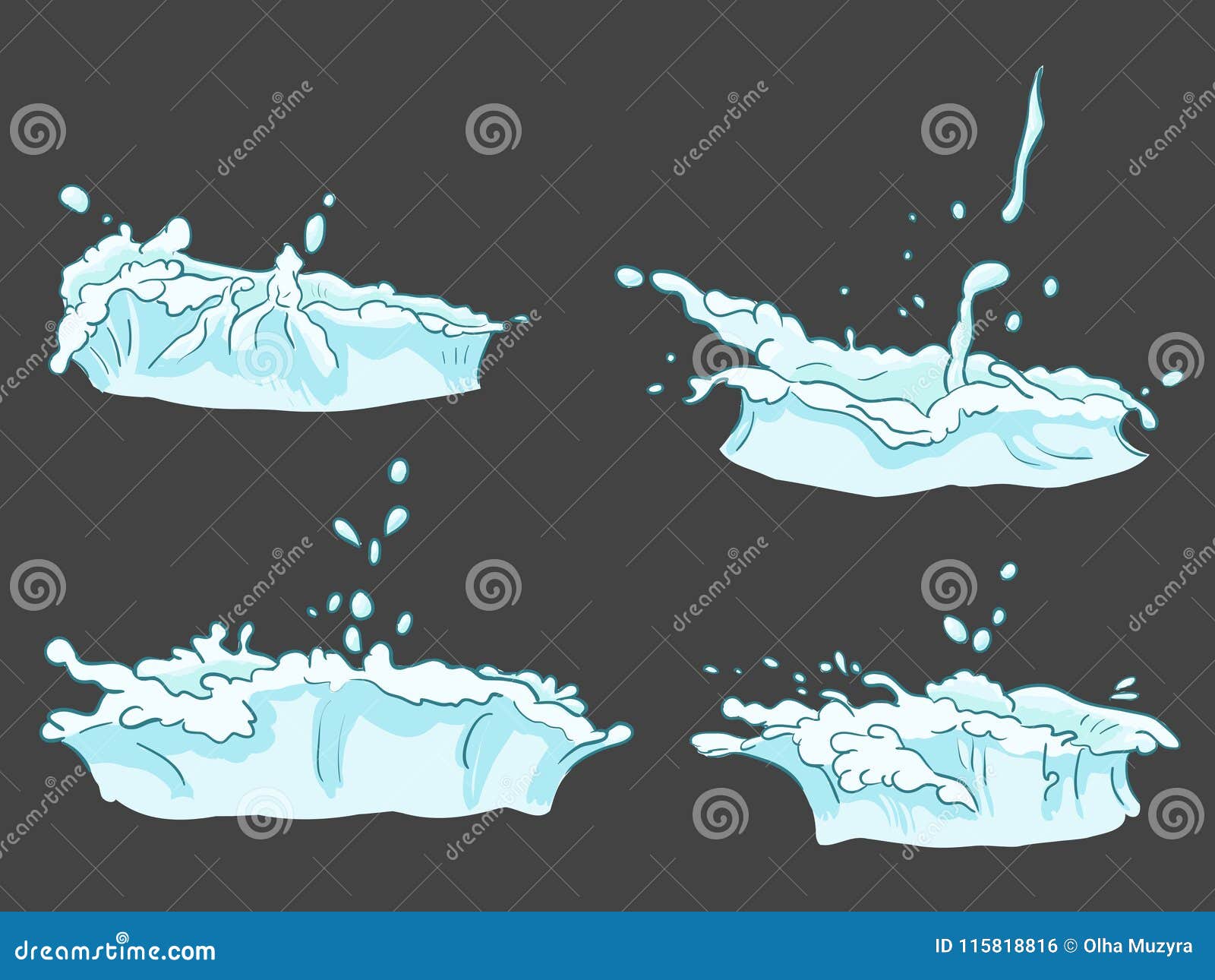 Vector Set Splashes Fresh Water Stock Vector - Illustration of drop ...