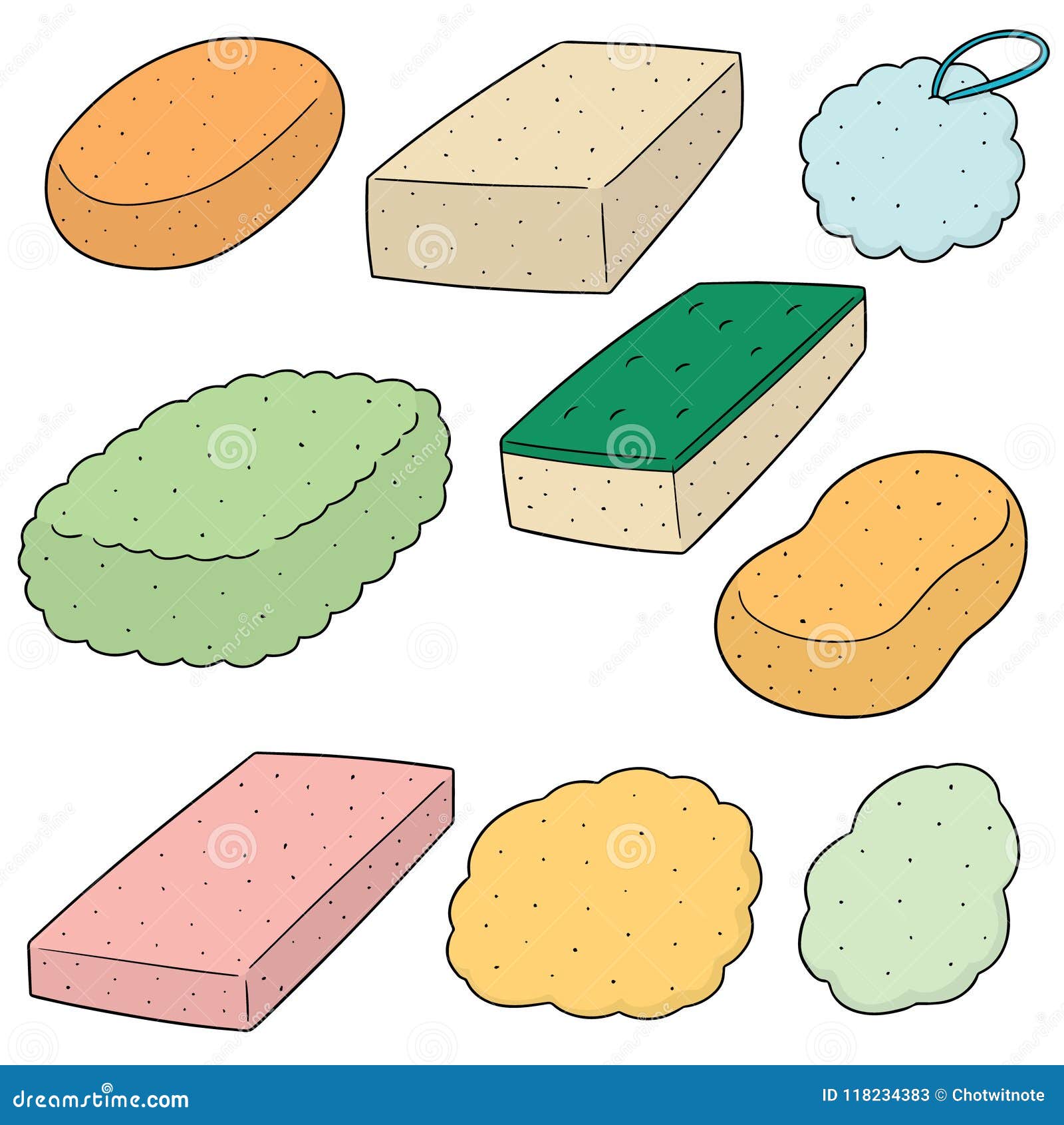 Vector set of sponge stock vector. Illustration of fluffy - 118234383
