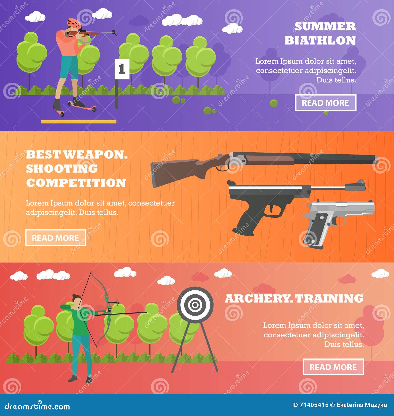 Vector Set of Sport Shooting Weapons Banners Stock Vector ...