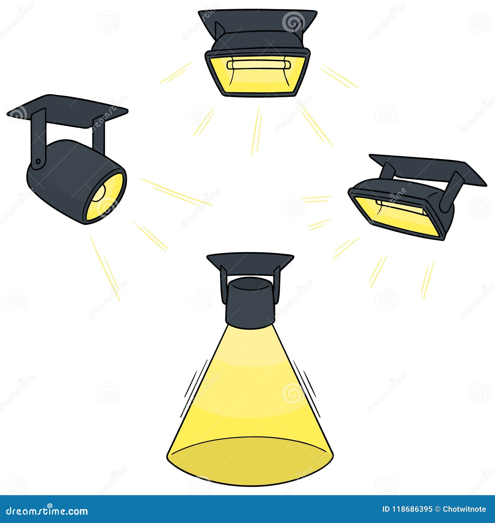 Vector set of spotlight stock vector. Illustration of hand - 118686395