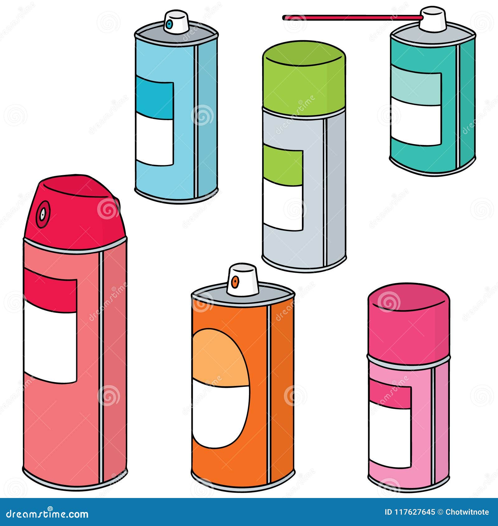 Vector set of spray can stock vector. Illustration of aluminum - 117627645