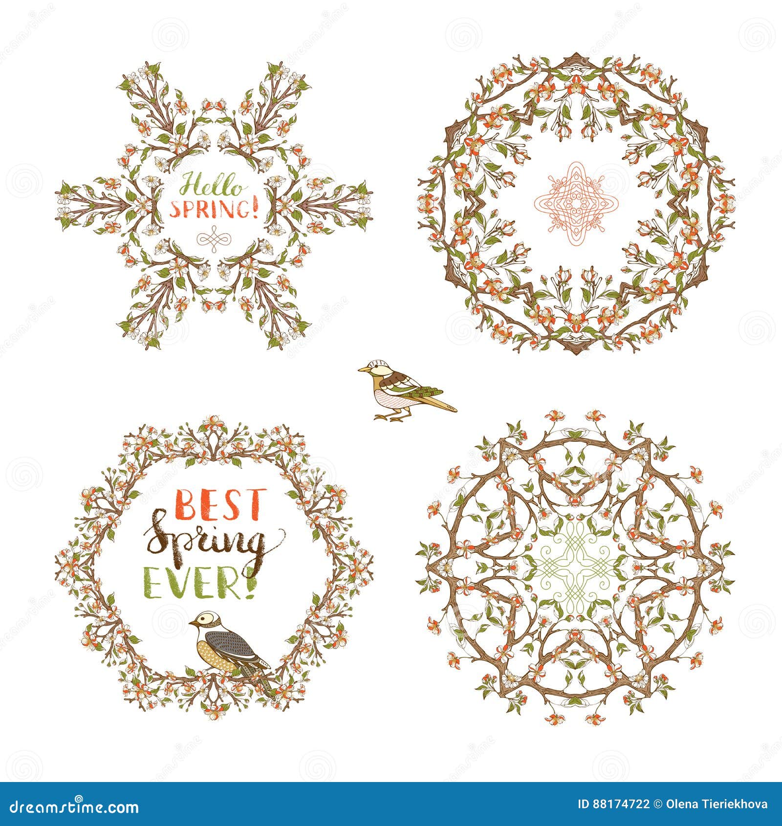 Vector Set of Spring Frames. Stock Vector - Illustration of badge ...