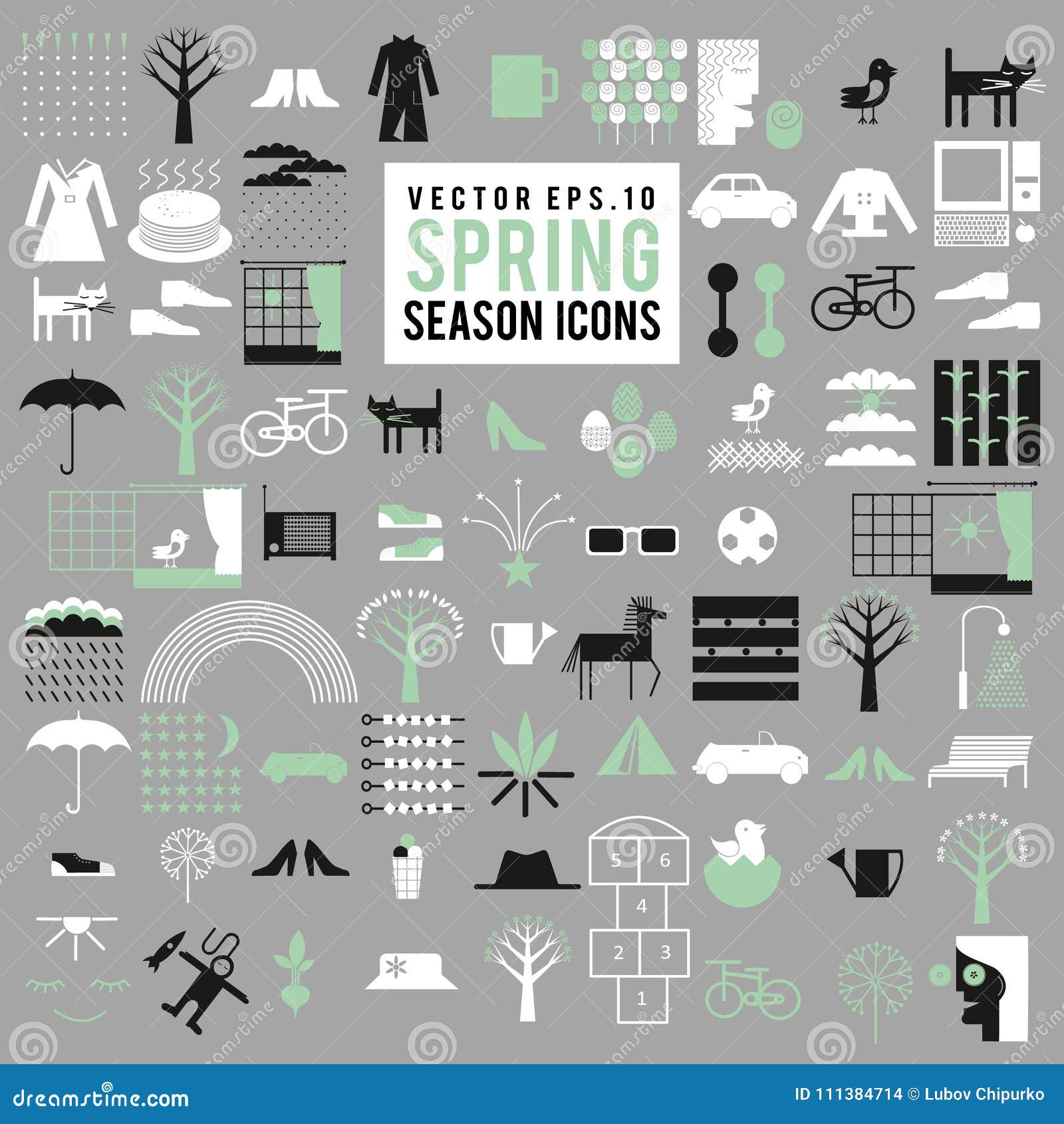 Vector Set of Spring Season Icons. Big Collection of Different ...