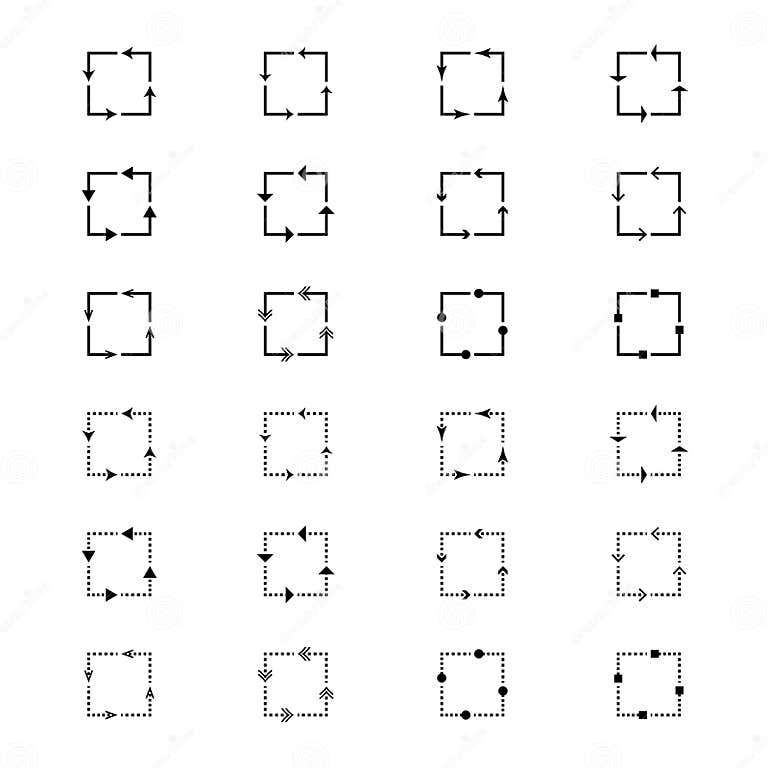 Vector Set of Square Arrow Patterns Vector Illustration Stock ...