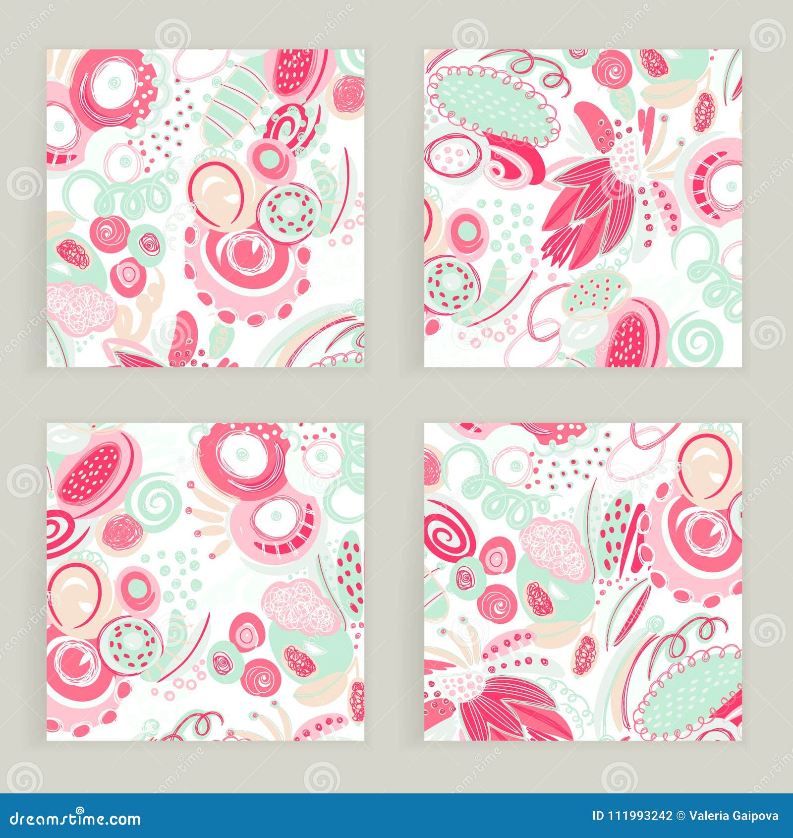 Vector Set of Square Cards. Hand Drawn Abstract Shapes, Scribbles ...