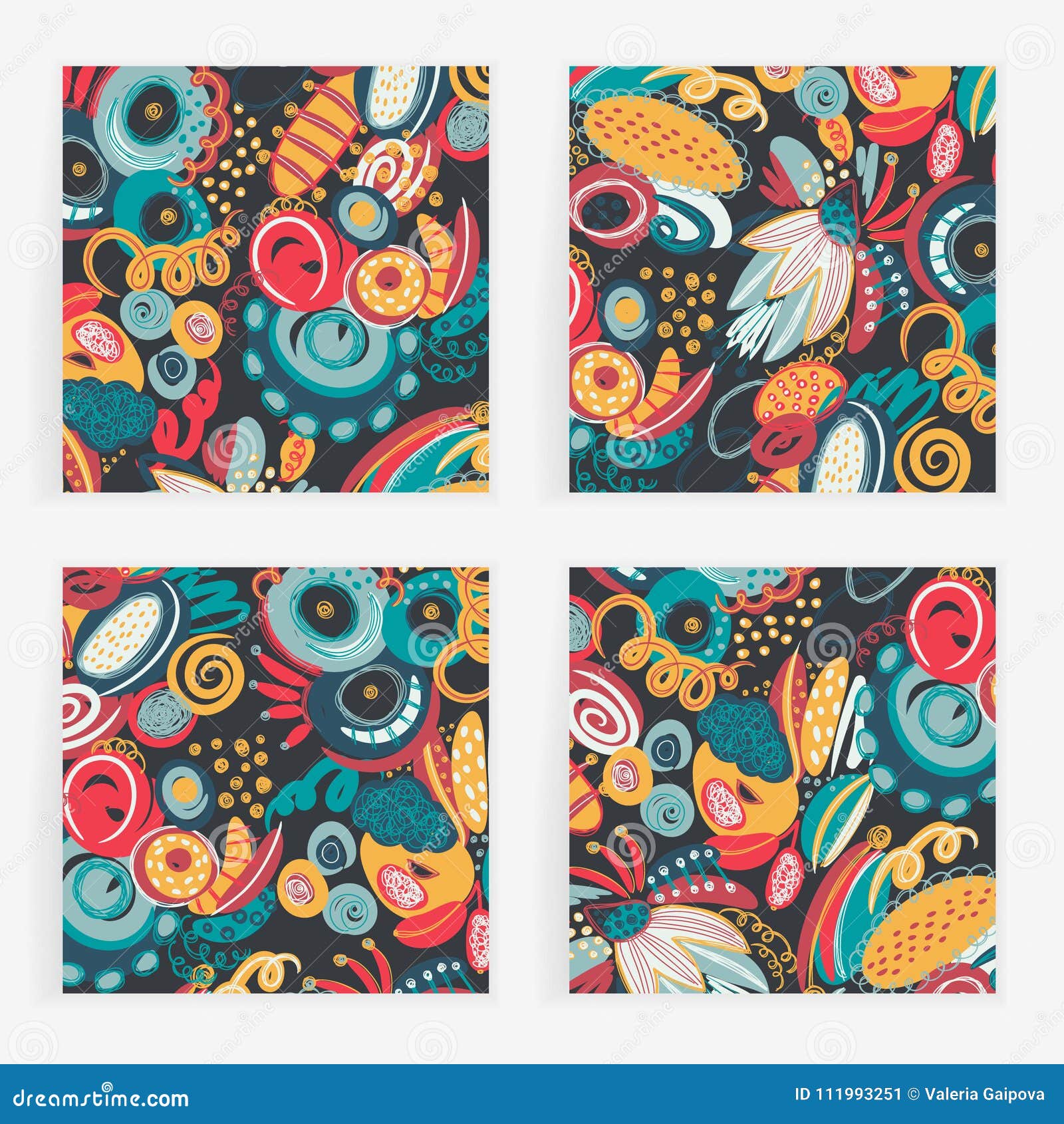 Vector Set of Square Cards. Hand Drawn Abstract Shapes, Scribbles ...