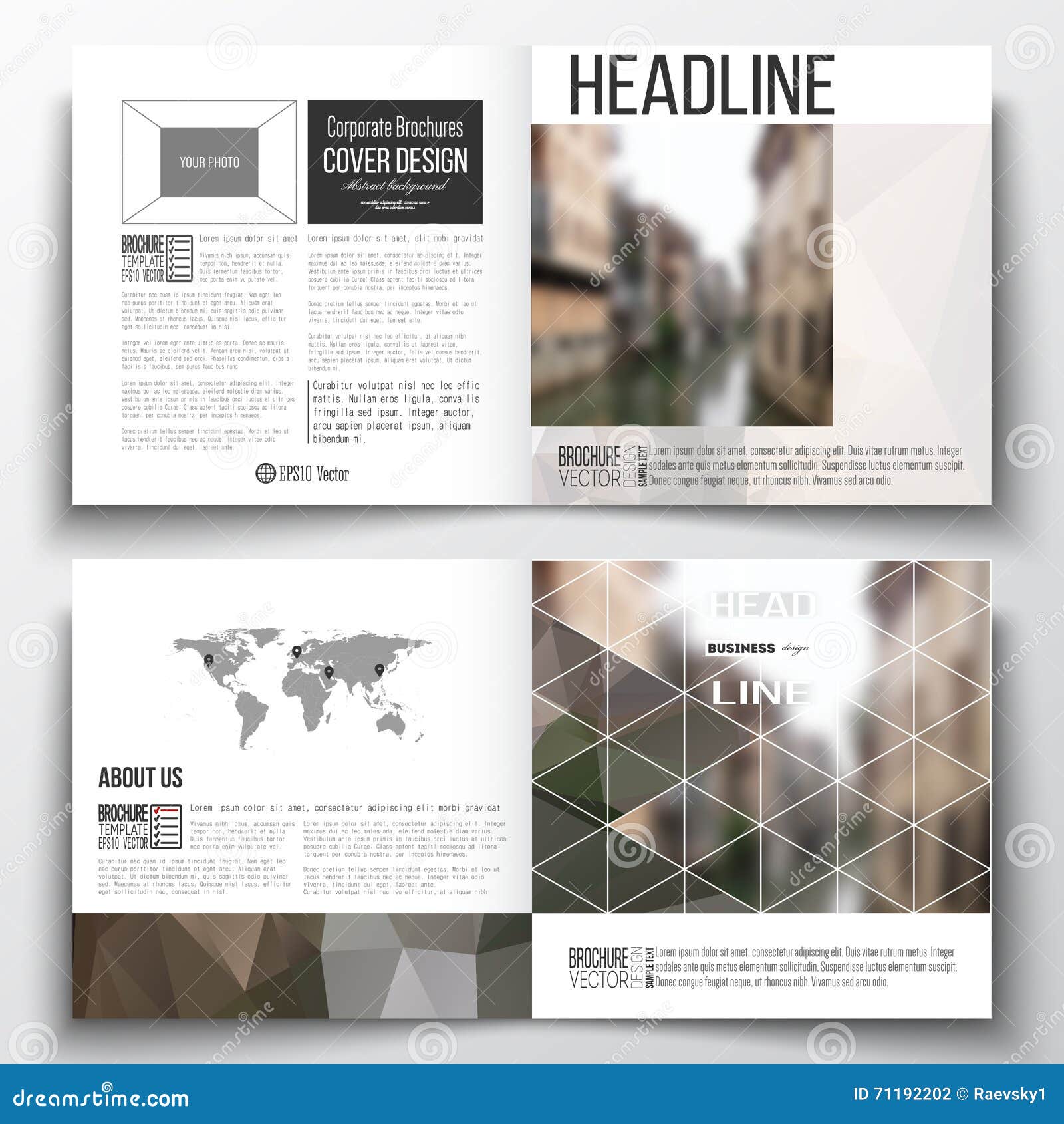 Vector Set of Square Design Brochure Template. Polygonal Background ...