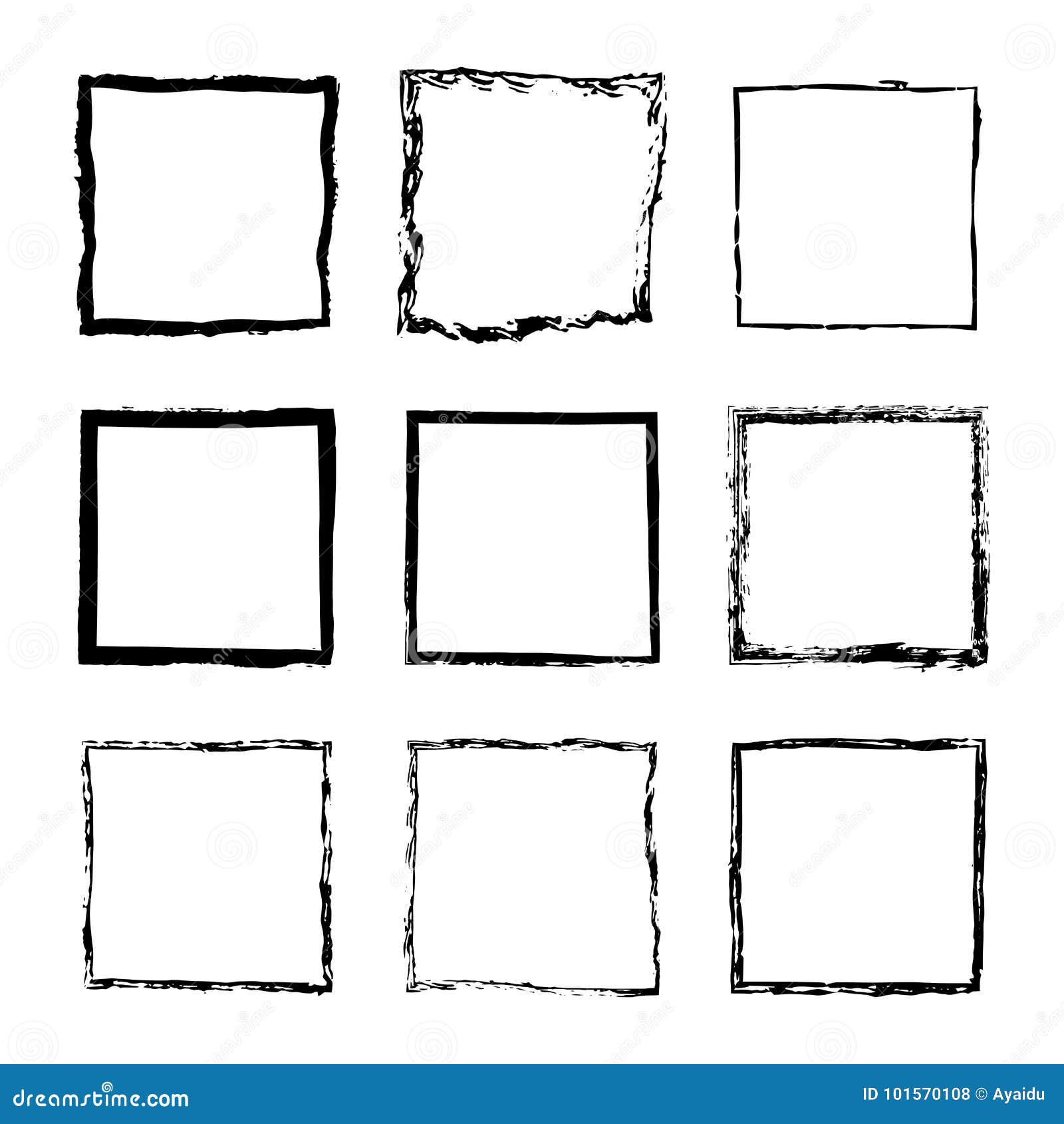Vector Set of Square Frames Ink 2 Stock Vector - Illustration of border ...