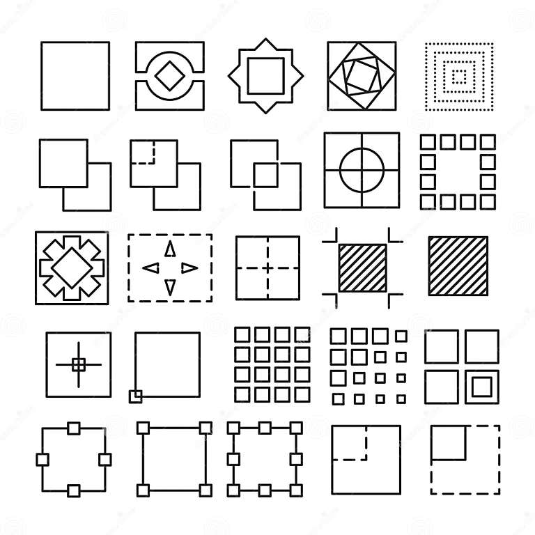 Vector Set of Square and Rectangle Experimental Icons Stock Vector ...