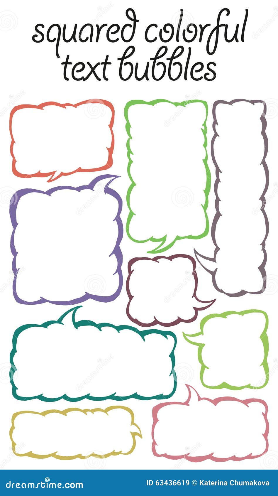 Vector Set of Squared Text Balloons. Stock Vector - Illustration of ...