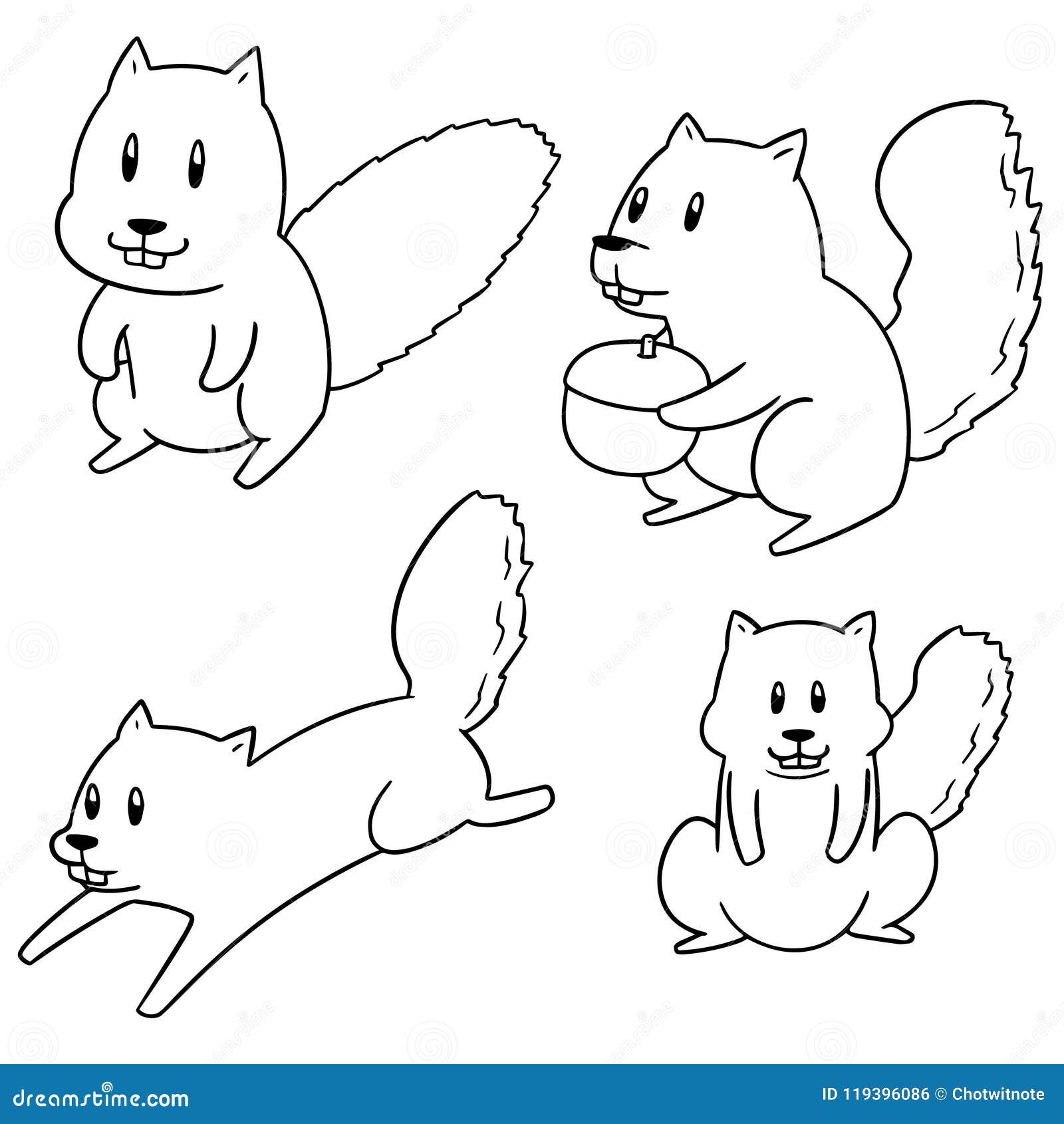 Vector set of squirrel stock vector. Illustration of nature - 119396086